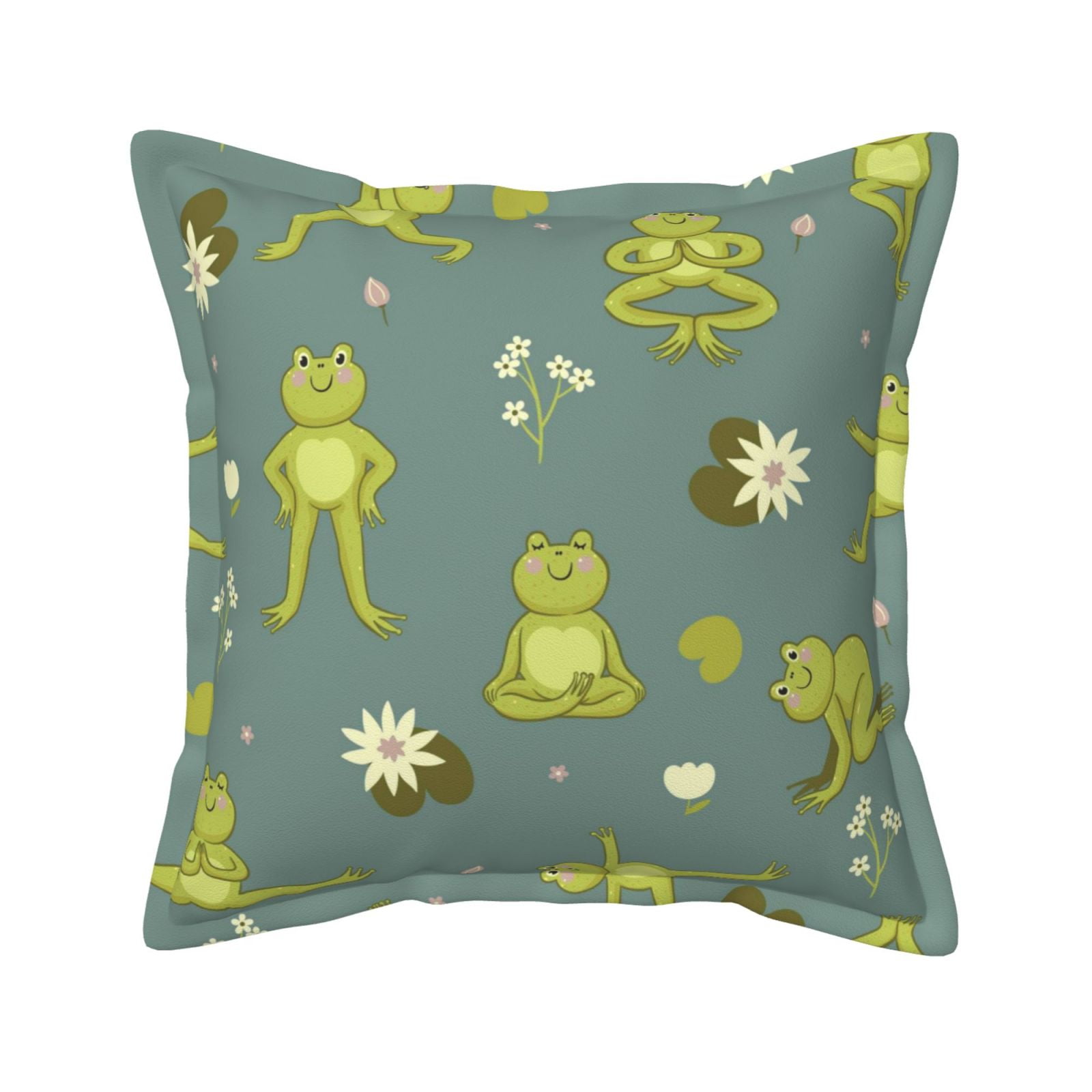 Bingfone Decorative Pillow Covers 20"X20" Cute Yoga Frogs Couch Pillow ...