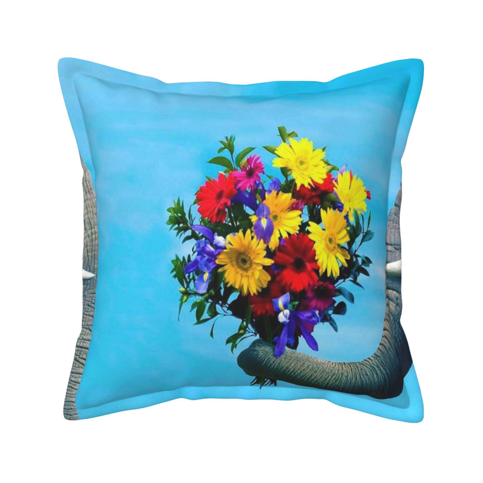 Bingfone Decorative Pillow Covers 20"X20" Elephant Trunk Couple Flowers ...