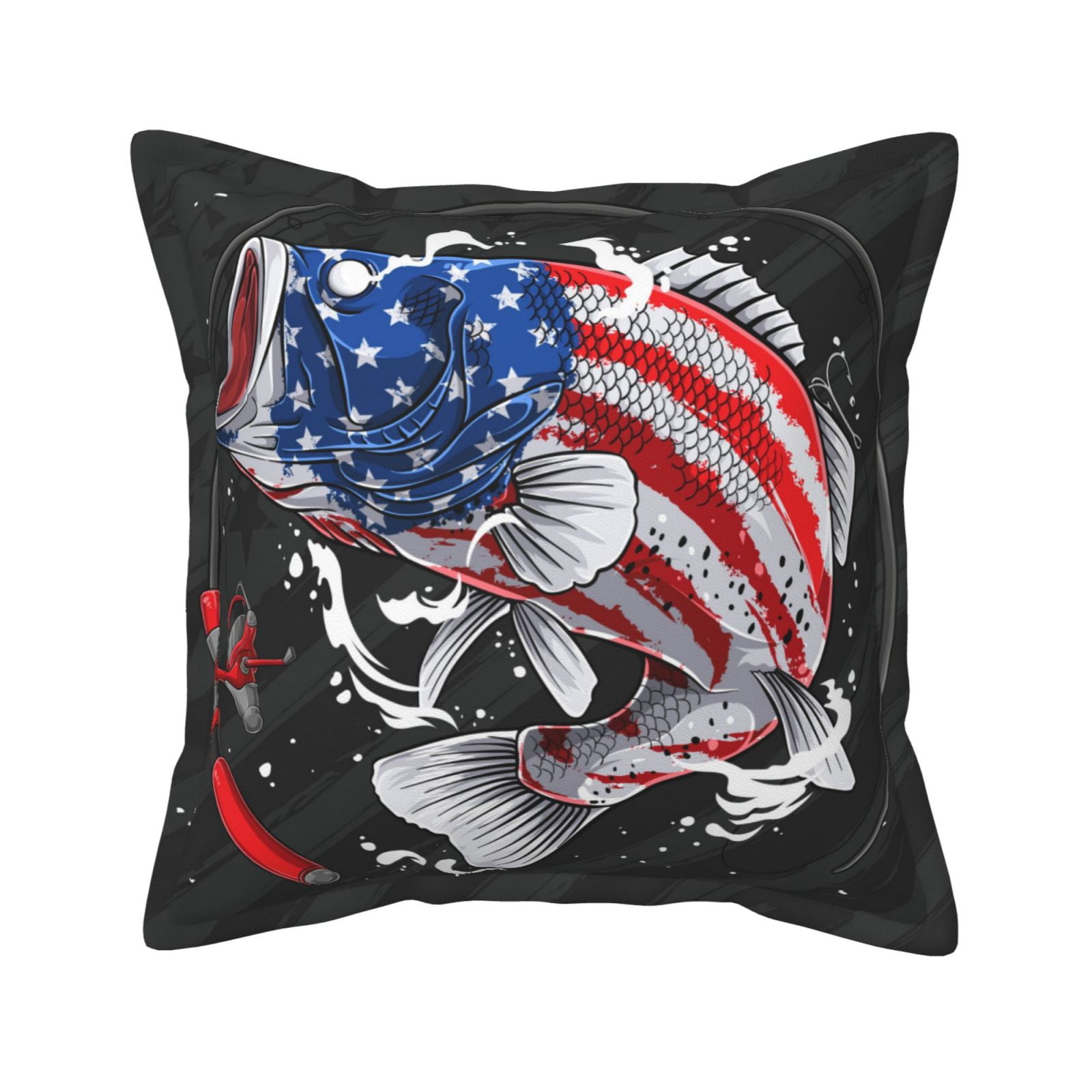 Bingfone Decorative Pillow Covers 20"X20" Largemouth Bass Fish In Usa ...