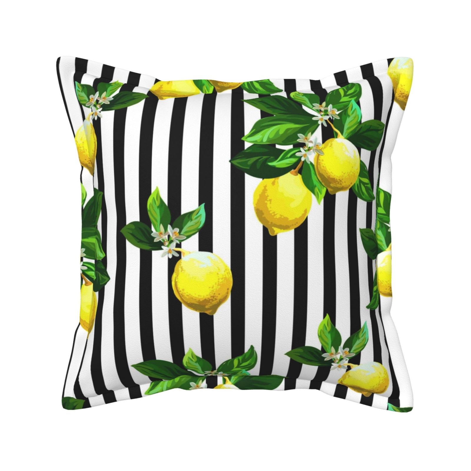Bingfone Decorative Pillow Covers 20"X20" Lemons On Striped Couch Pillow Cases Modern Farmhouse ...