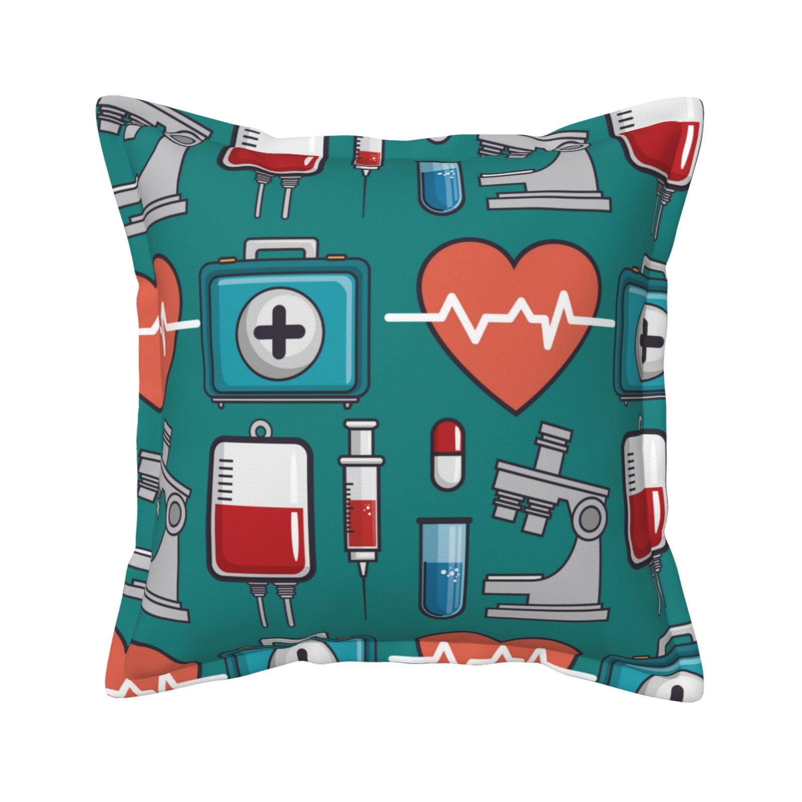 Bingfone Decorative Pillow Covers 20"X20" Medical Elements Couch Pillow ...
