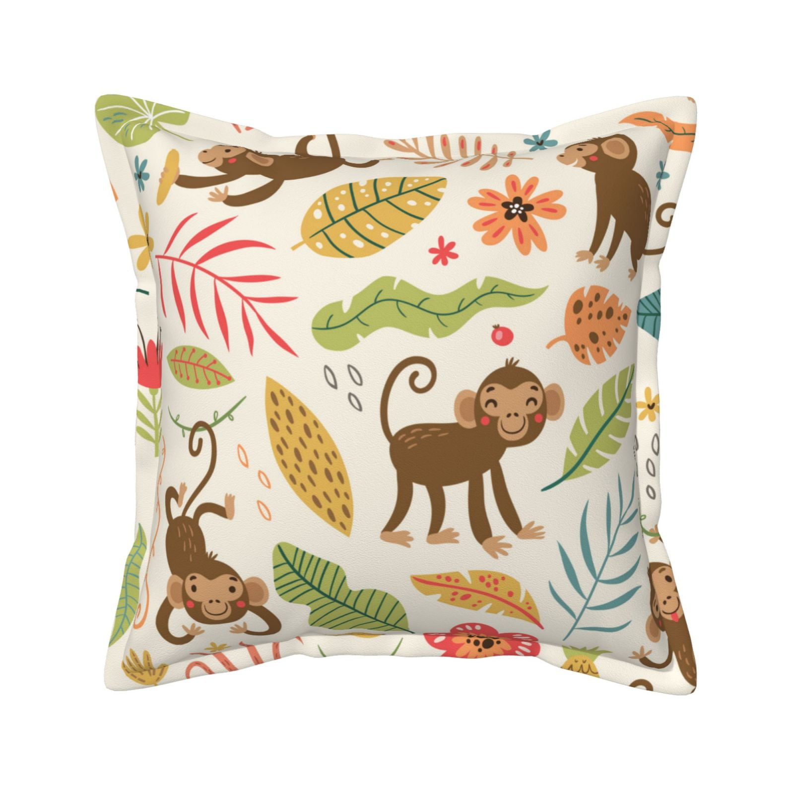 Bingfone Decorative Pillow Covers 20"X20" Monkeys In The Jungle Couch ...