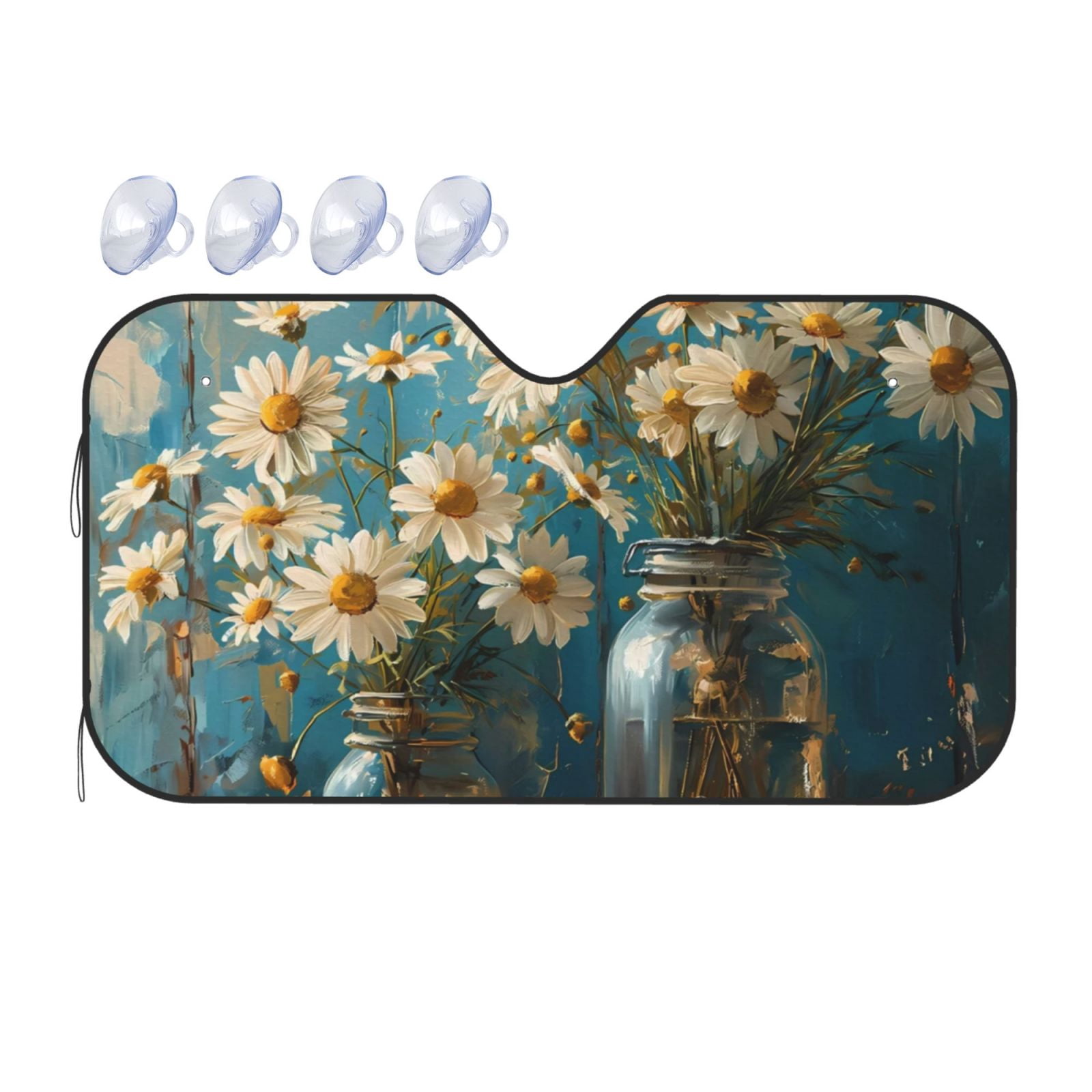 Bingfone Delicate White Daisy Jars Car Windshield Sunshade,Sun Foldable ...