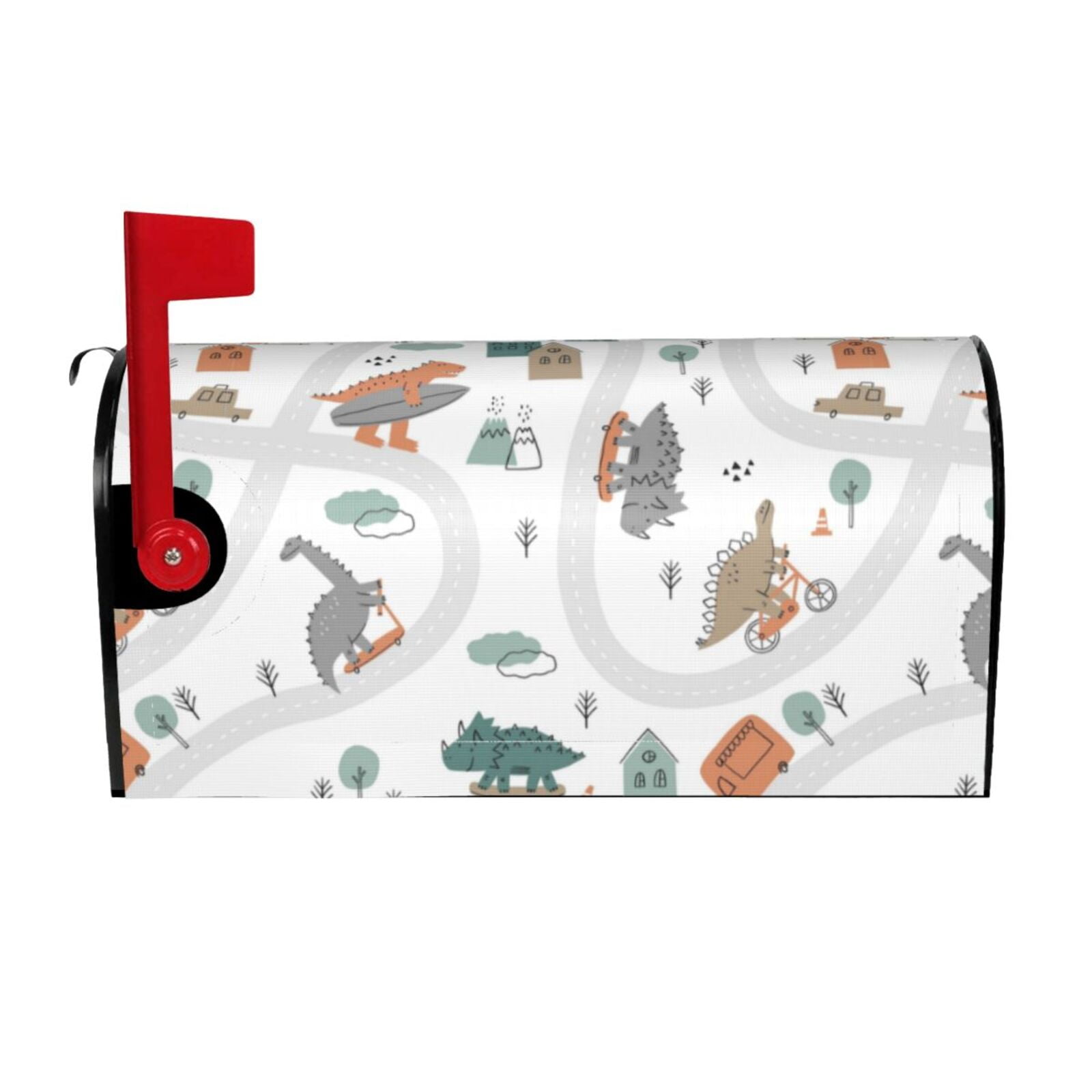 Bingfone Dino On A Skateboard Surf Magnetic Mailbox Cover Standard Size ...