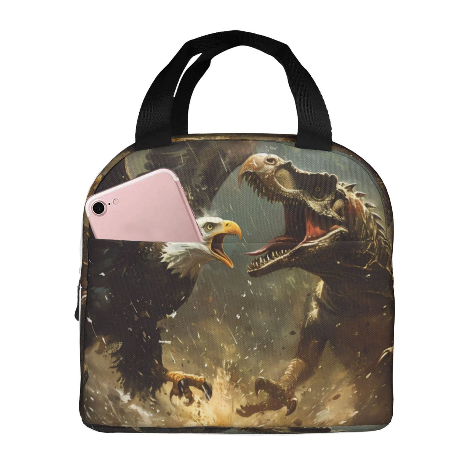 Bingfone Dinosaur Bald Eagle Print Lunch Bag Insulated Lunch Box, Small ...