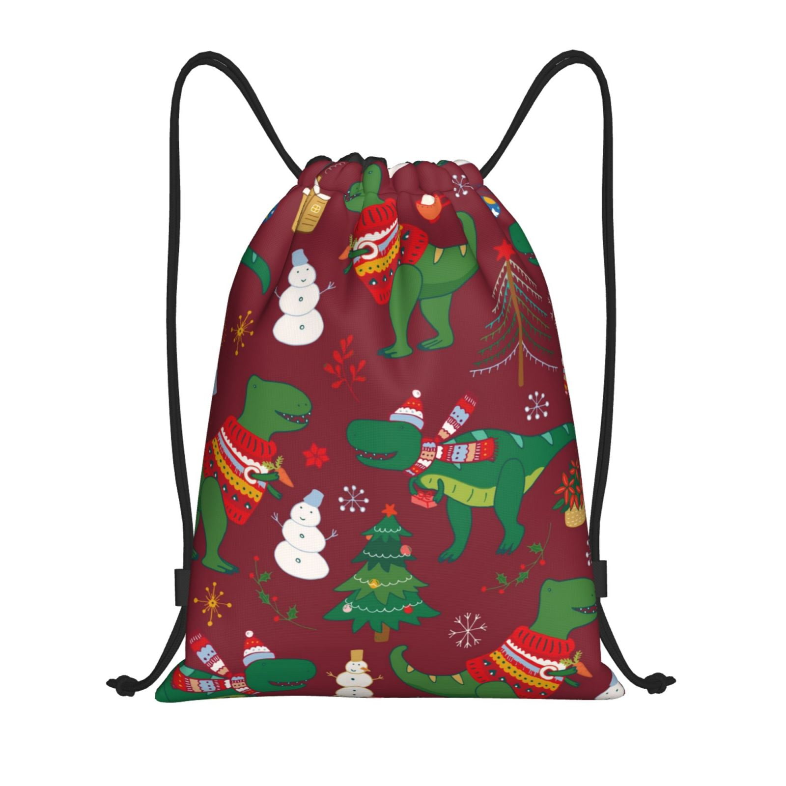 Bingfone Dinosaur Christmas Happy New Year Drawstrings Backpacks Bags ...
