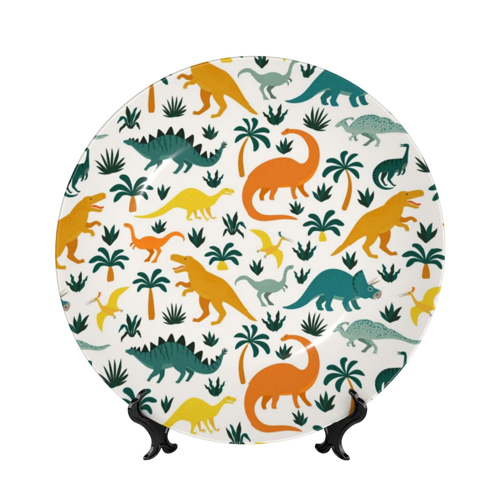 Bingfone Dinosaurs and Tropical Leaves Print Bone China Dinner ...