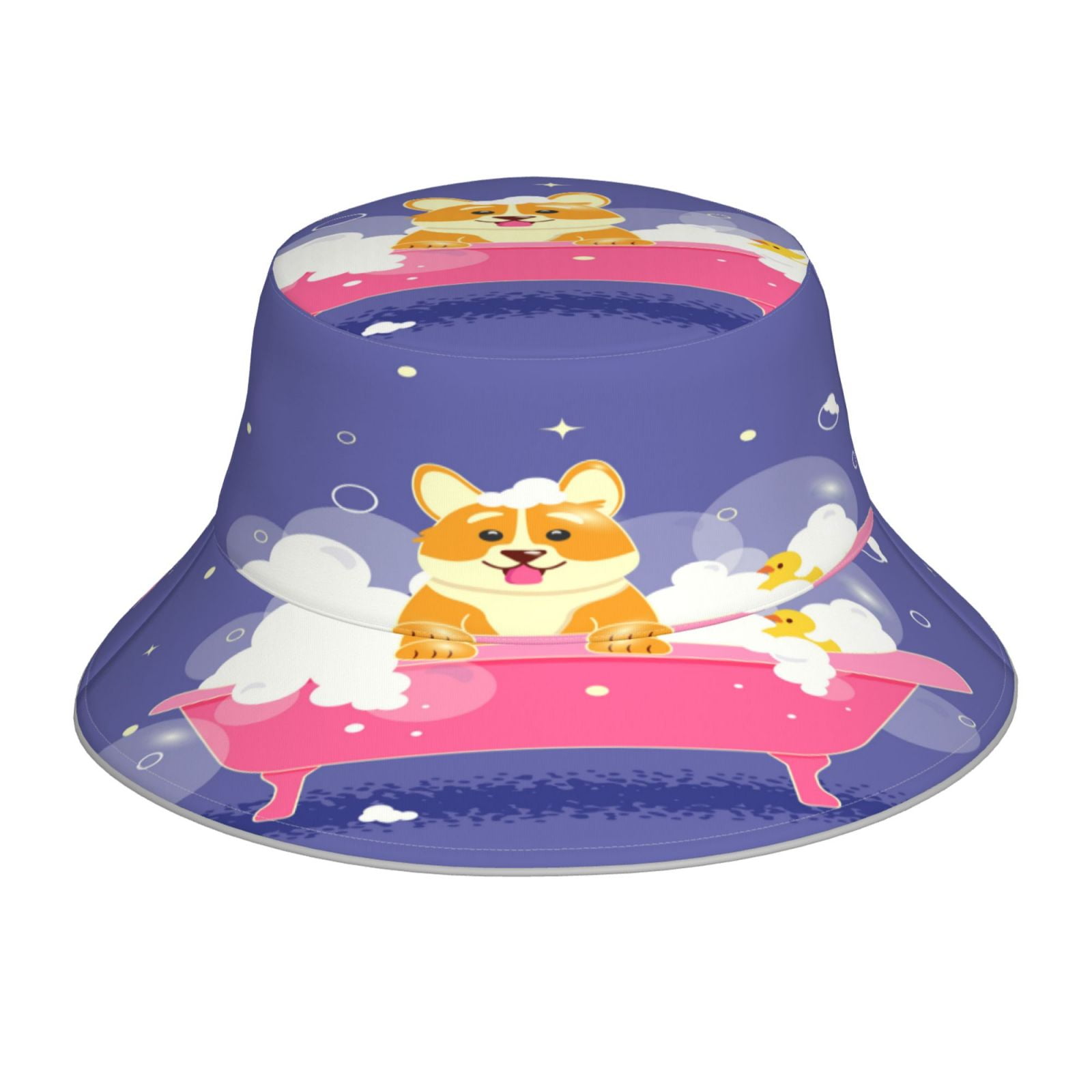 Bingfone Dog Washes In A Pink Bath Bucket Hat For Men Women,Packable ...