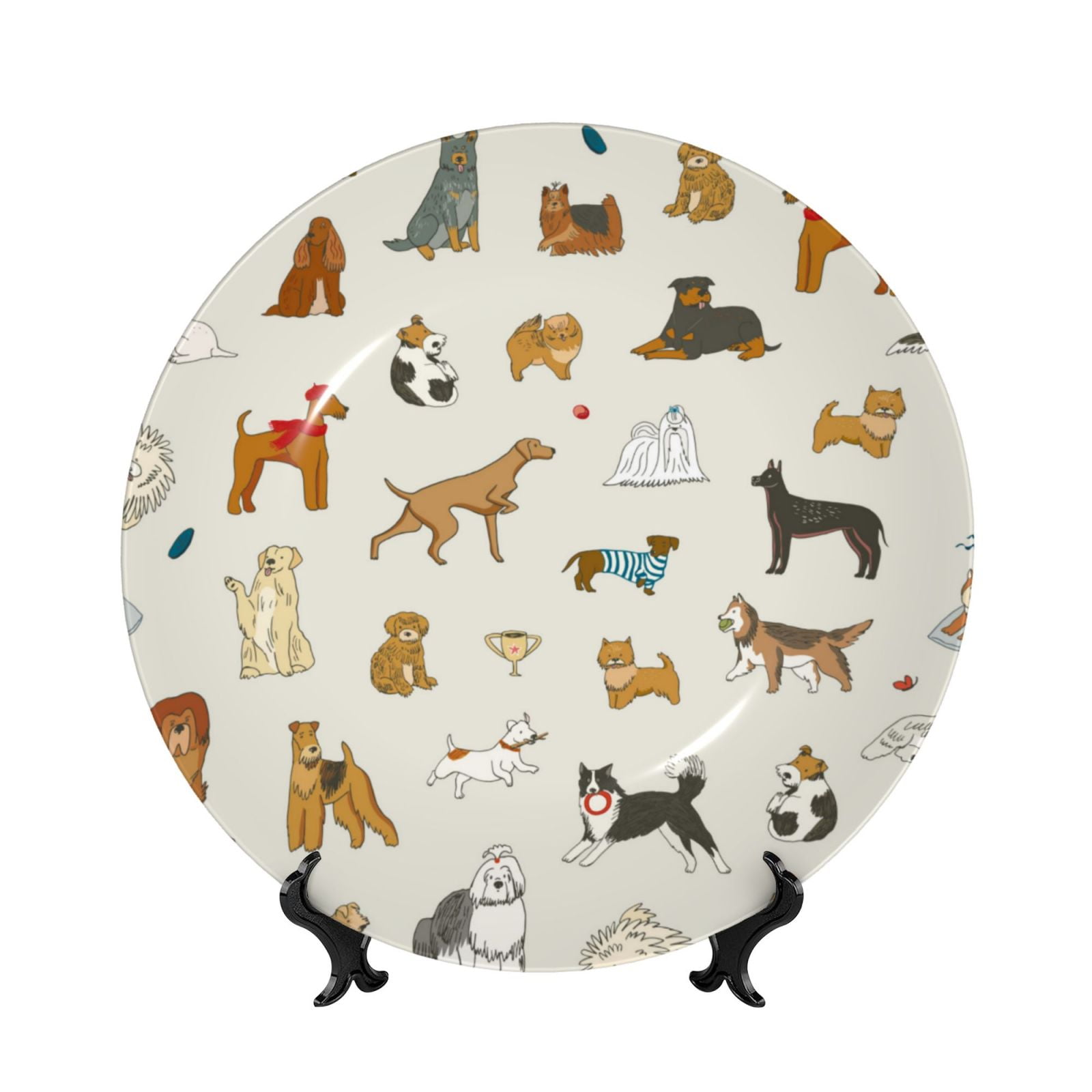 Bingfone Dogs Funny Pets Print Bone China Dinner Decorative Plates ...