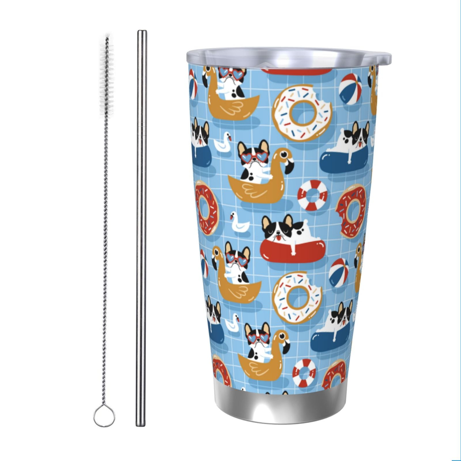 Bingfone Dogs With Pool Floats for 20 Oz Stainless Steel Travel Mug ...