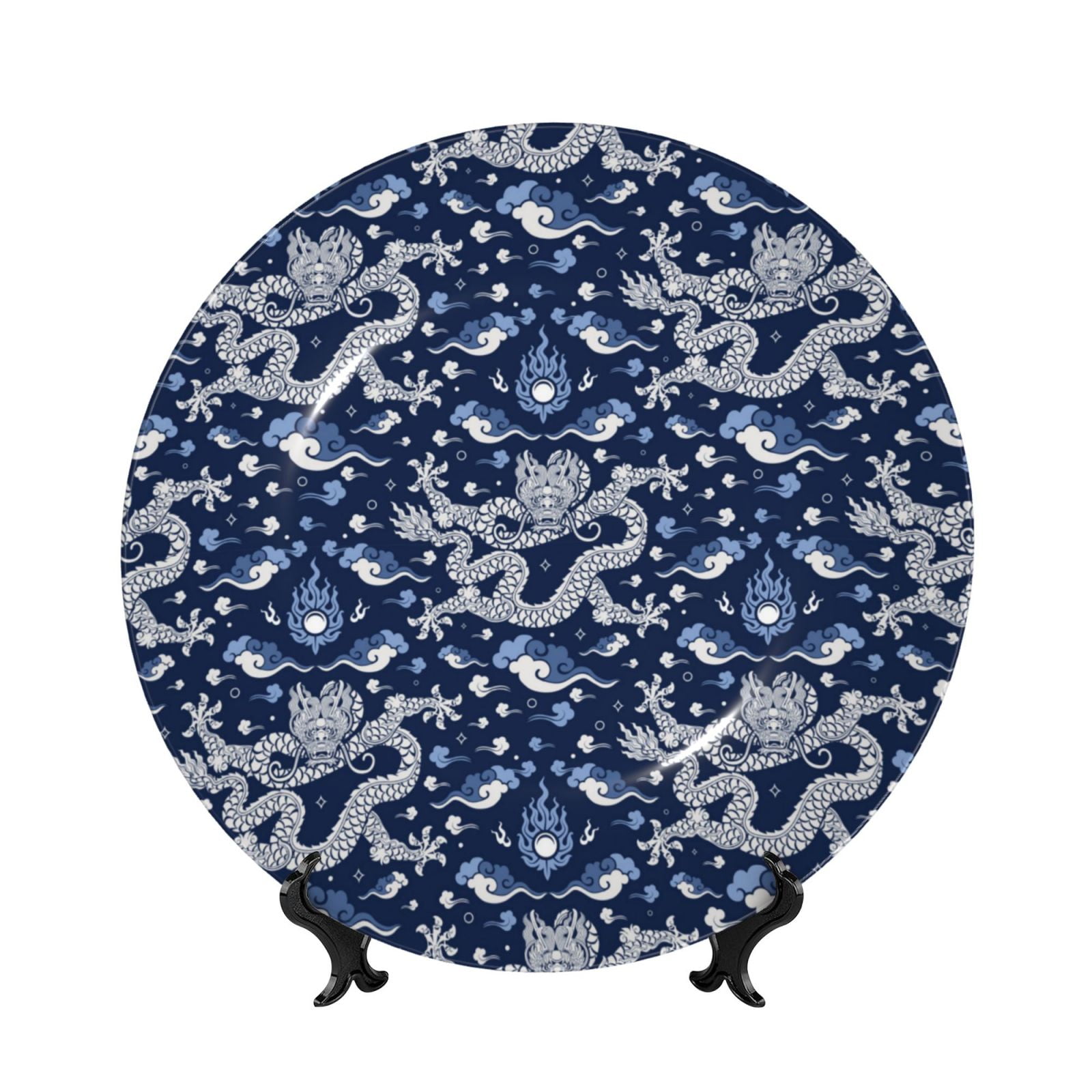Bingfone Dragon Print Bone China Dinner Decorative Plates,Handmade ...