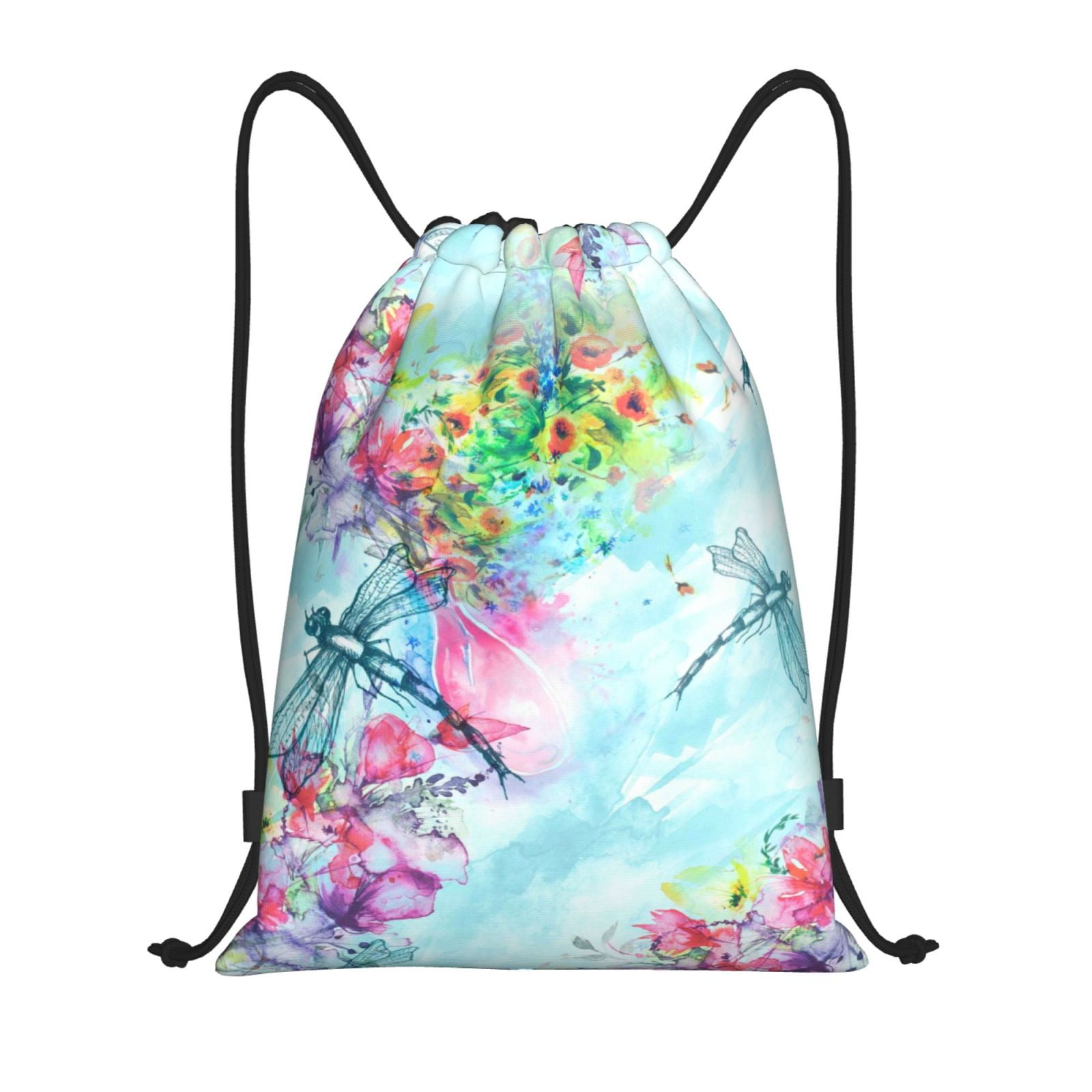 Bingfone Dragonfly Floral Drawstrings Backpacks Bags For Men Women Gym ...