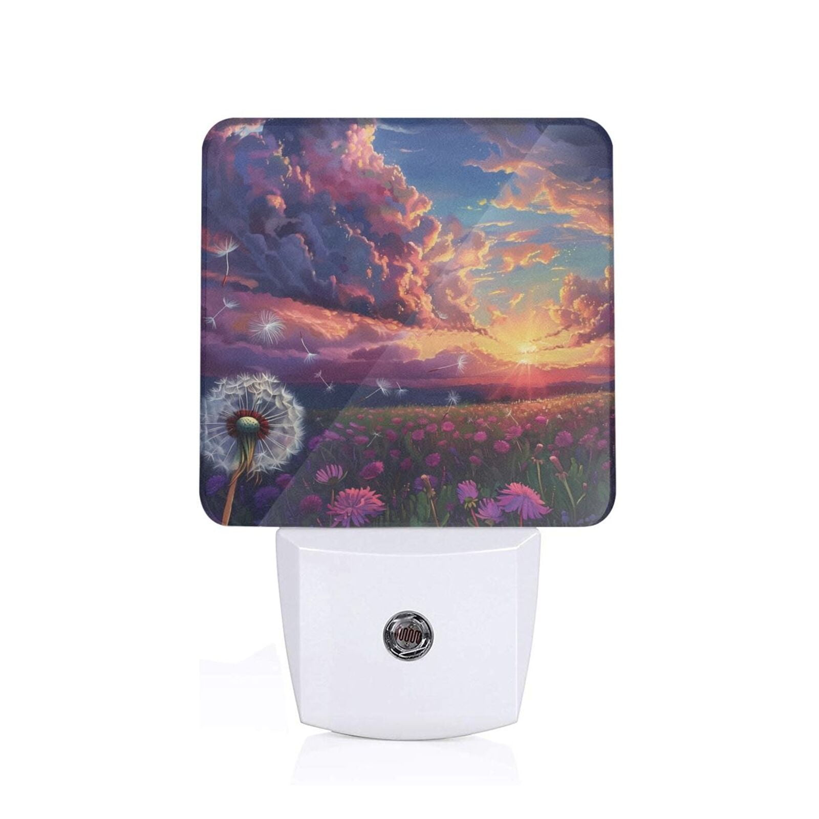 Bingfone Dreamy Dandelion Sunset Print Night Lights Plug into Wall,Dusk ...