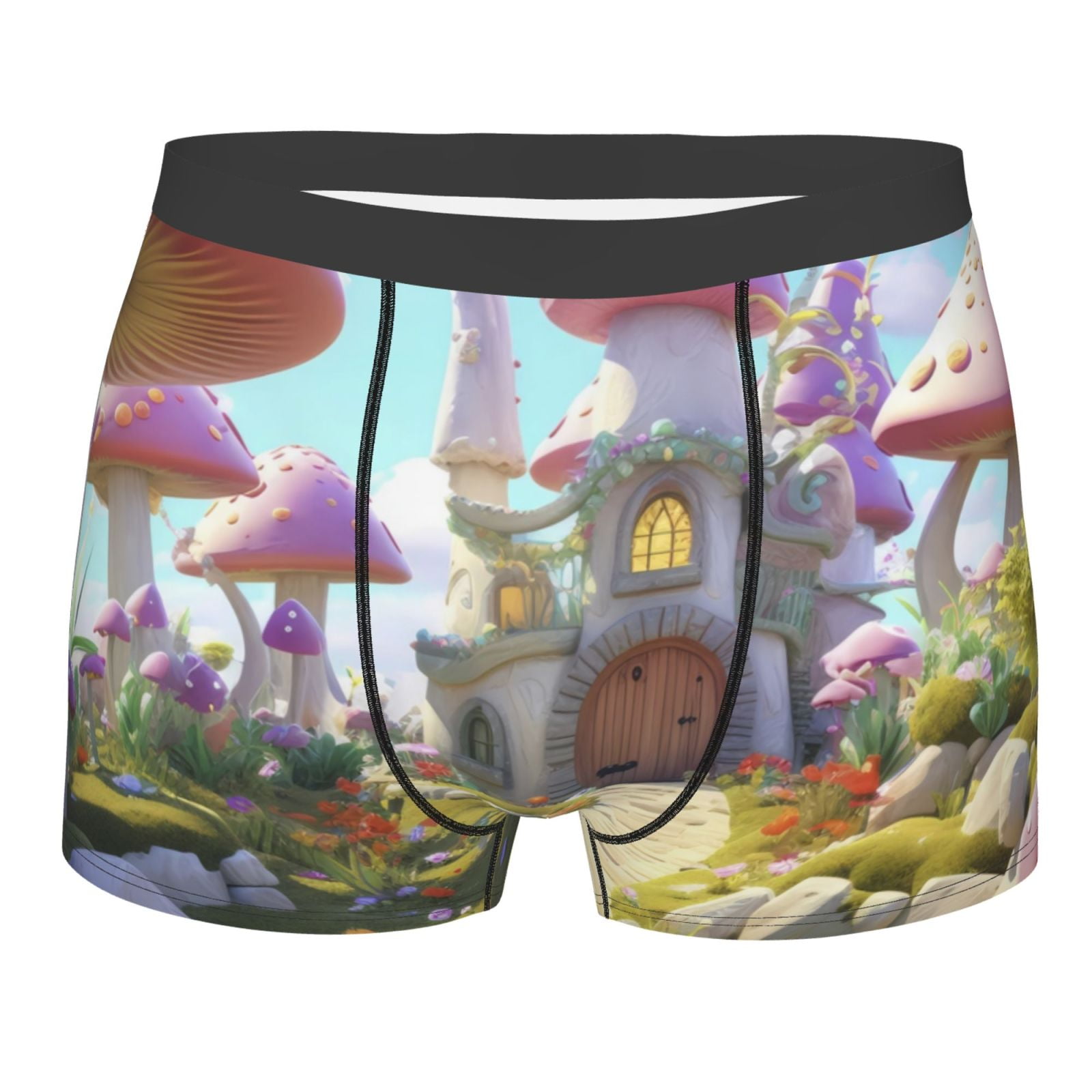 Bingfone Dreamy Mushroom House Men's Underwear - Casual Stretch Boxer ...
