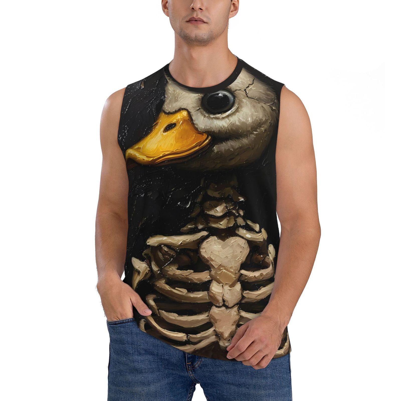 Bingfone Duck Bones Pattern Men's Tank Tops Workout Sleeveless Tee ...