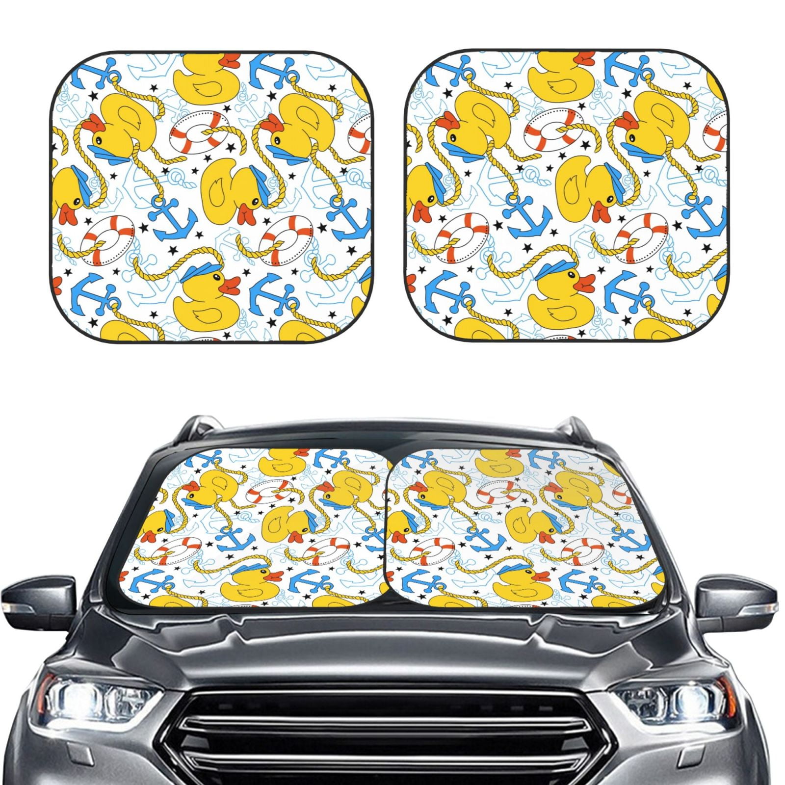 Bingfone Ducks And Anchors Windshield Sun Shade 2-Piece Foldable Car ...
