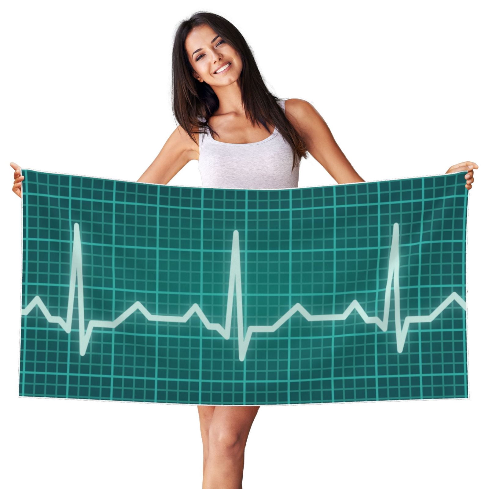 Bingfone ECG Wave Oversized 27.7x55 Inches Beach Towel, Super Absorbent ...