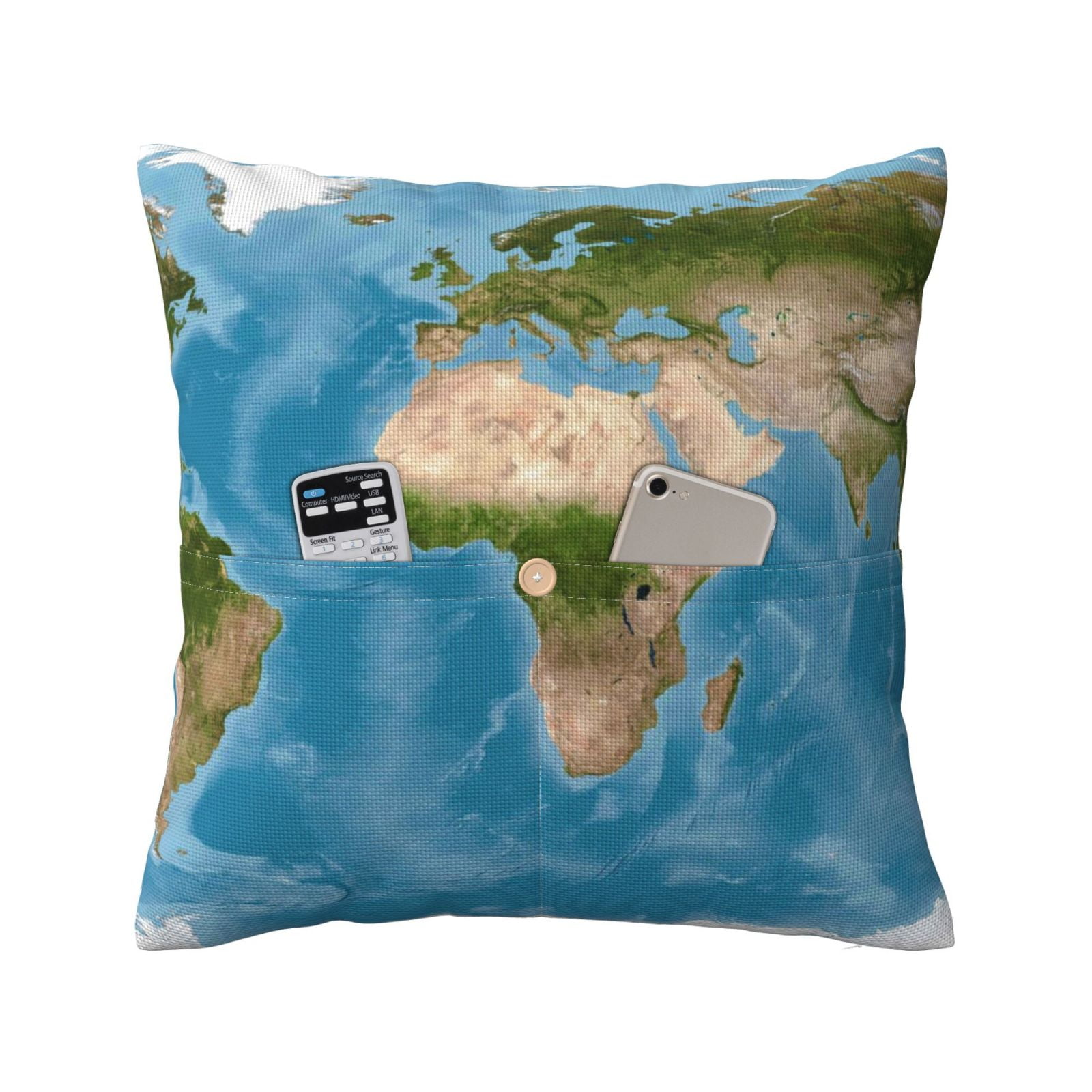 Bingfone Earth View World Map Linen Throw Pillow Covers Cushion Case ...