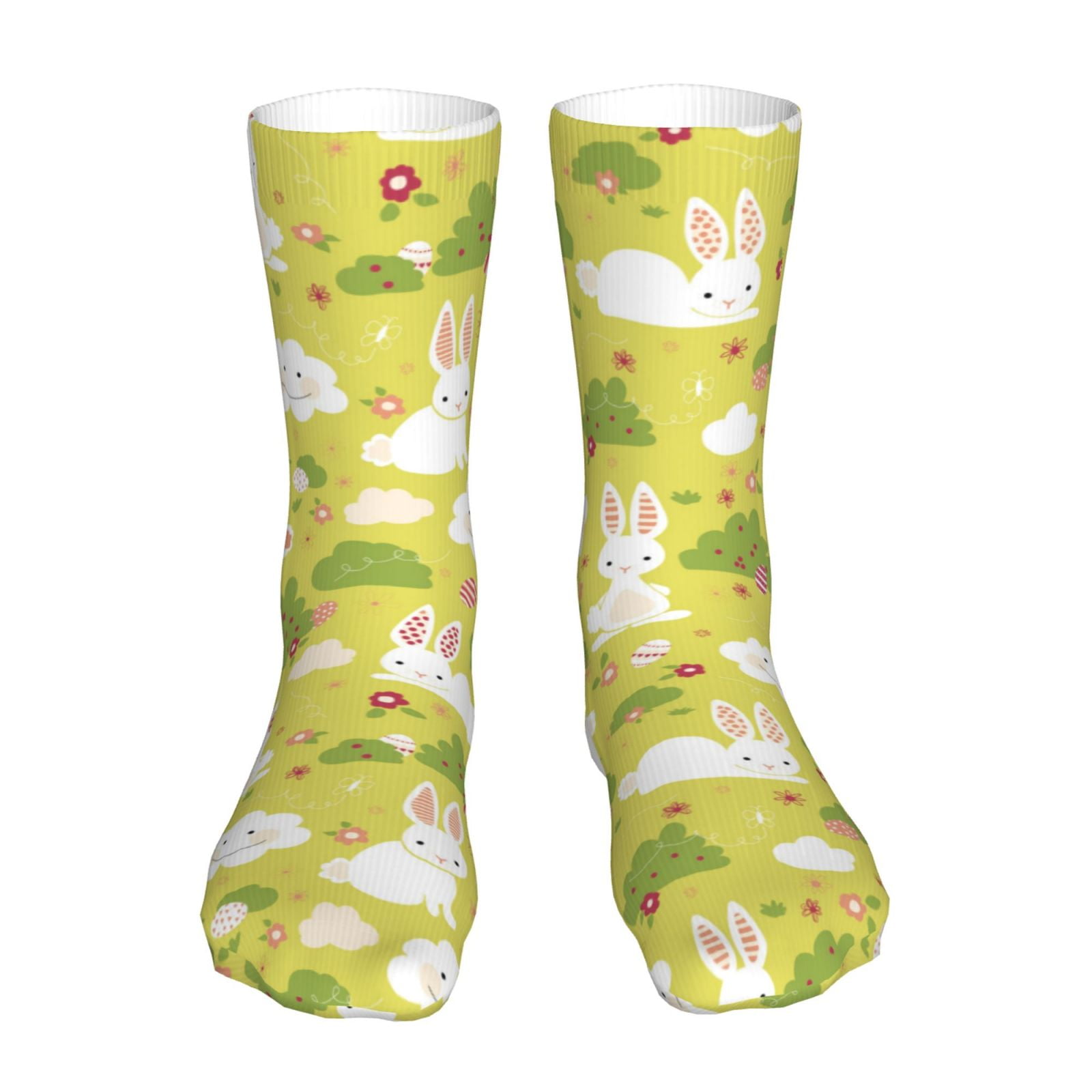 Bingfone Easter Bunny Prirnt Women's Men's Fun Pattern and Solid Crew ...
