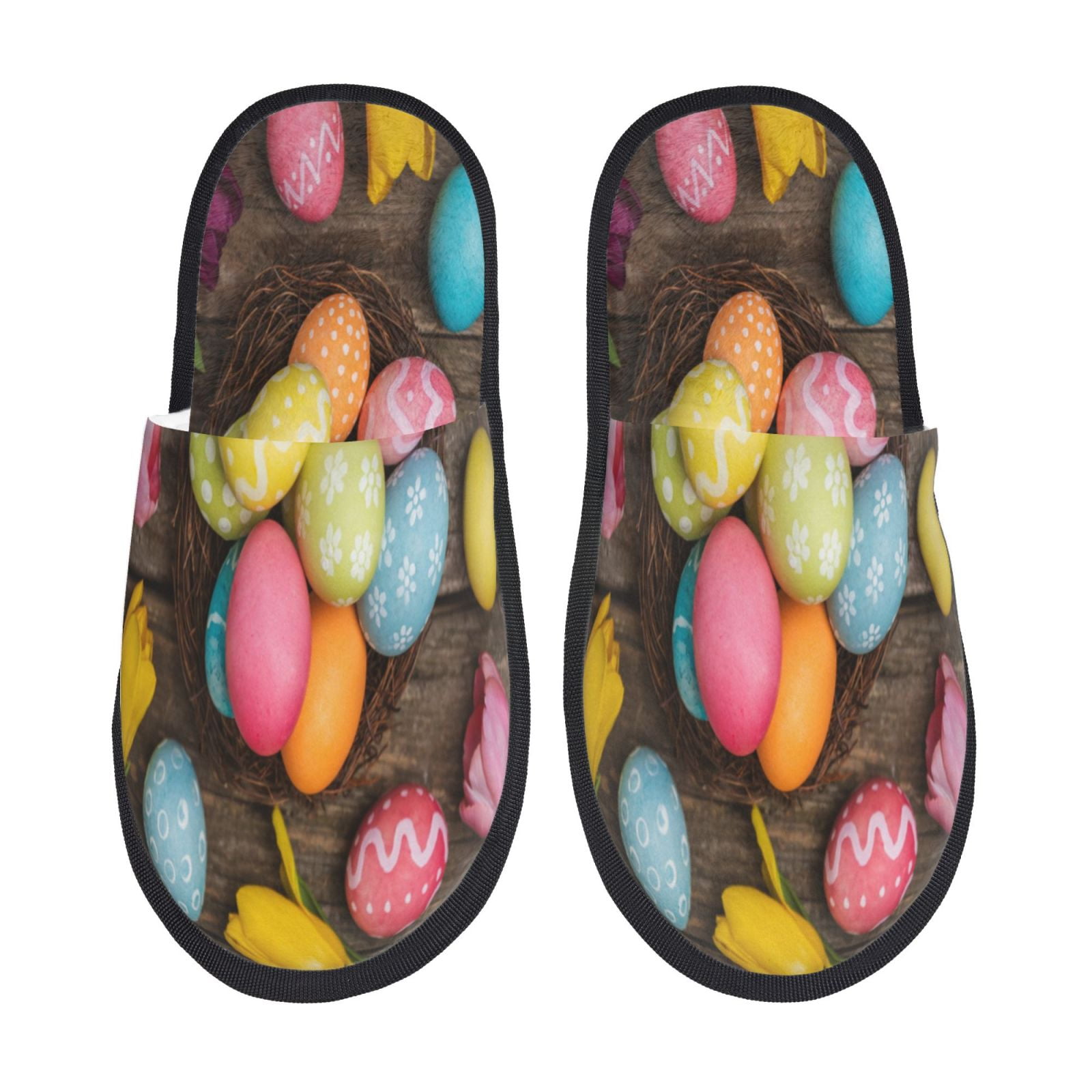 Bingfone Easter eggs House Slippers for Women Men with Soft Rubber Sole ...