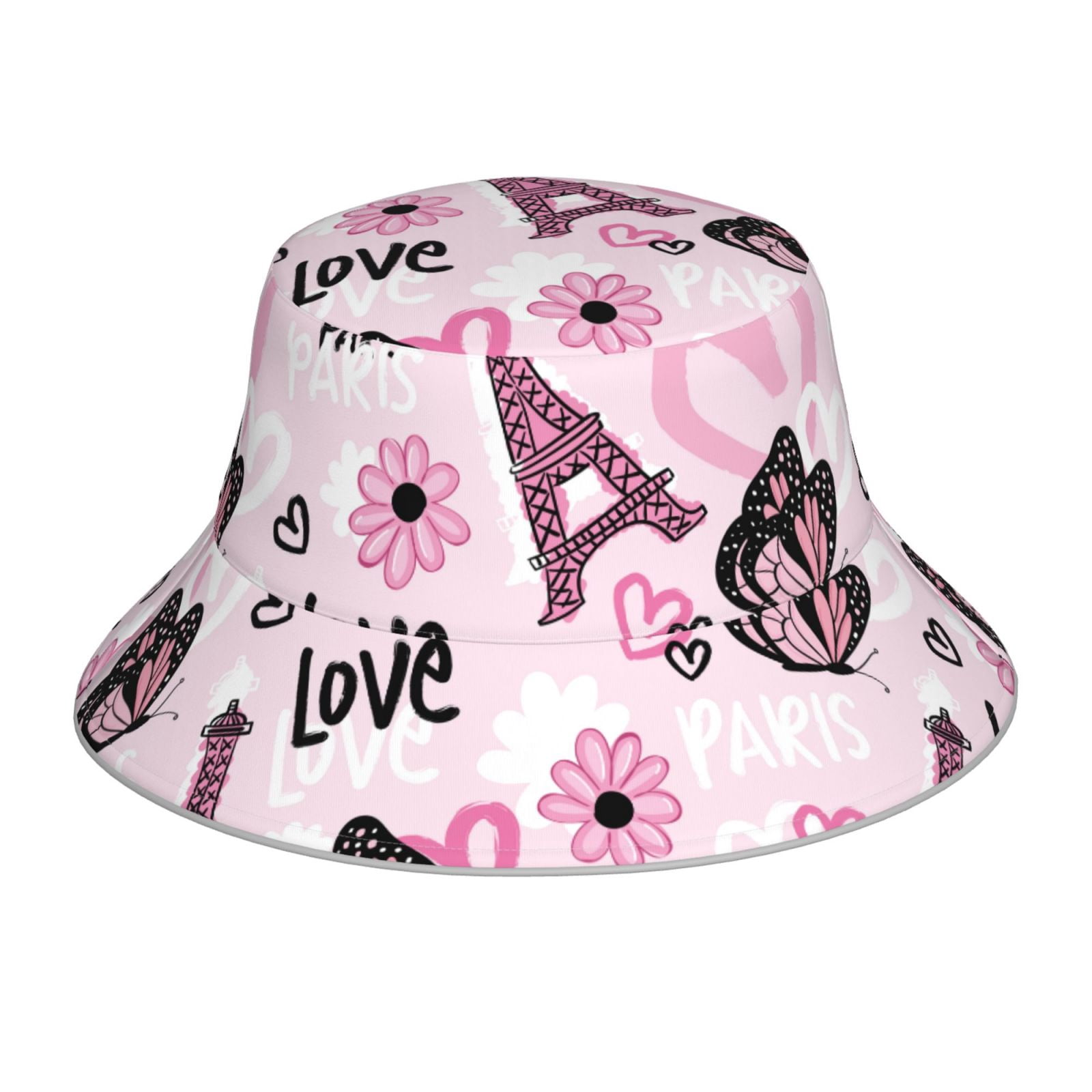 Bingfone Eiffel Tower And Butterflies Bucket Hat For Men Women,Packable ...