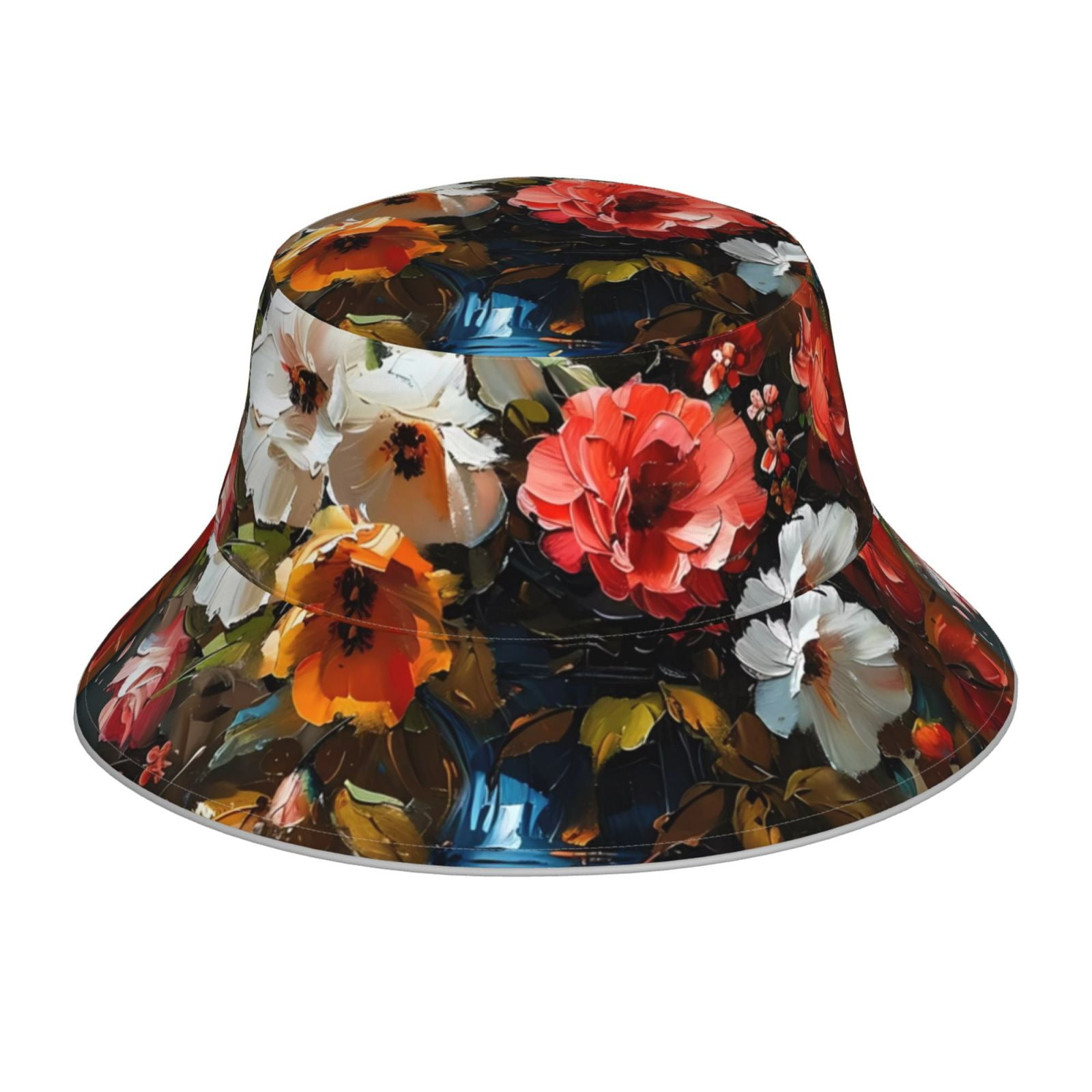 Bingfone Elegant Floral Vase Painting Bucket Hat for Men Women,Packable ...