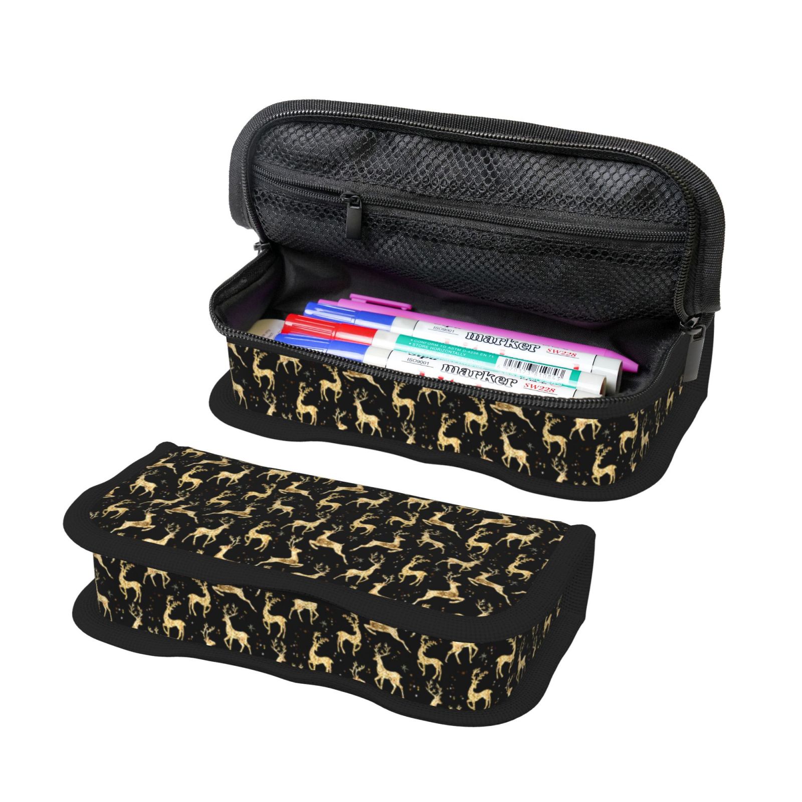 Bingfone Elegant Gold Moose Print Pencil Case Large Capacity Pencil ...