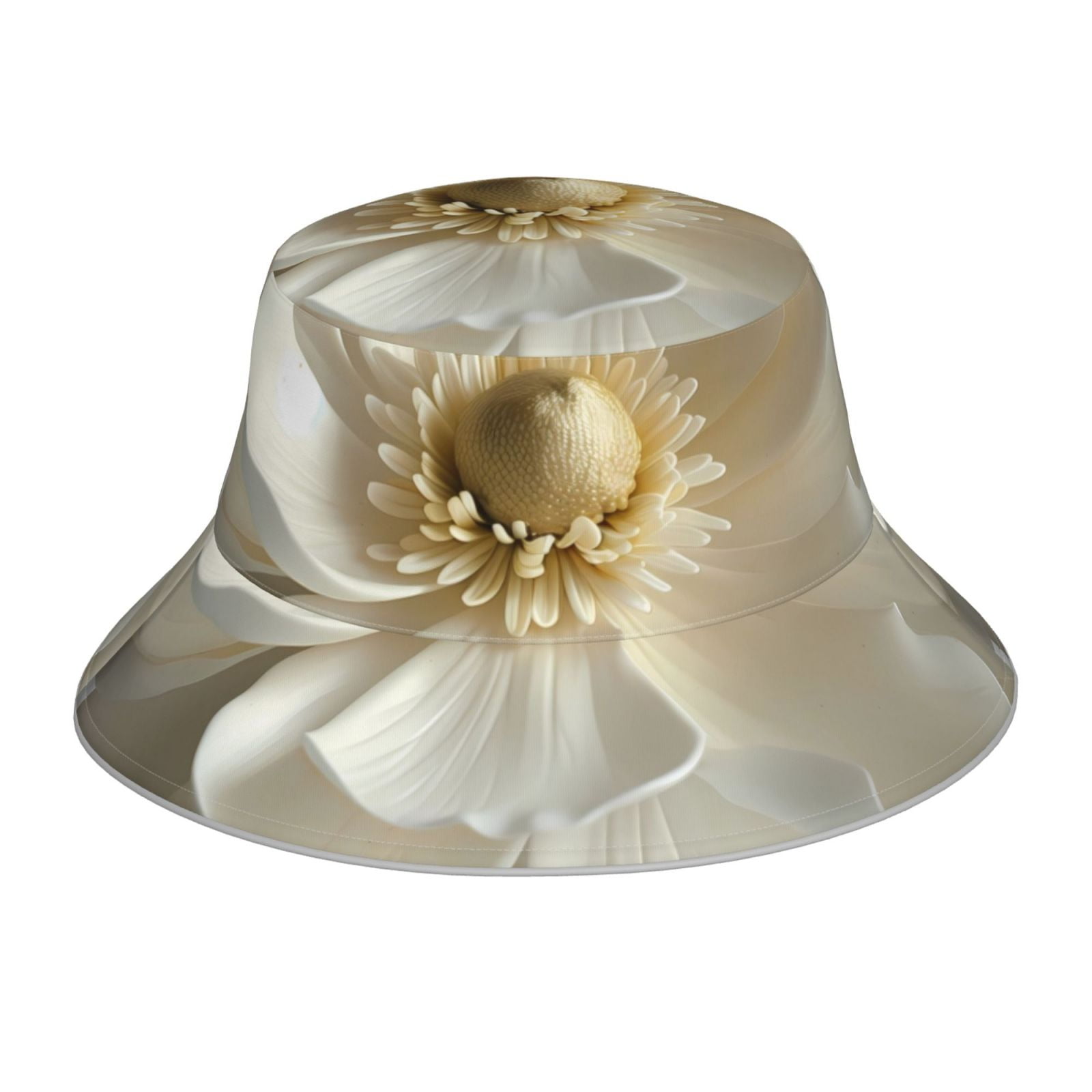 Bingfone Elegant Ivory Flower Bucket Hat for Men Women,Packable ...