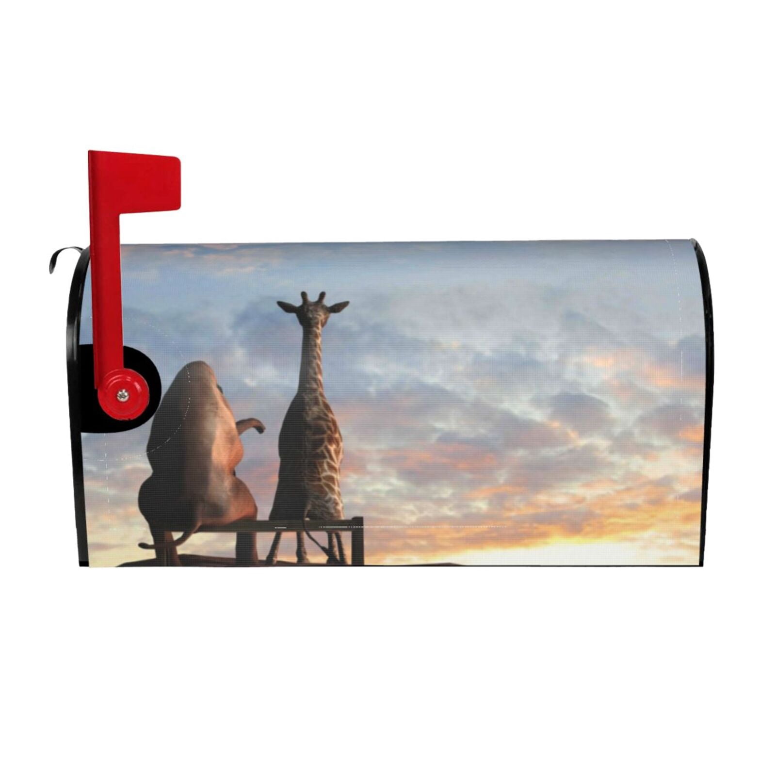 Bingfone Elephant Giraffe On A Mountain Top Sunset Magnetic Mailbox ...