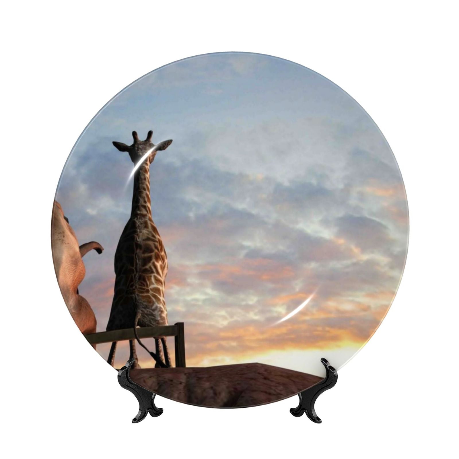 Bingfone Elephant Giraffe Print Bone China Dinner Decorative Plates ...
