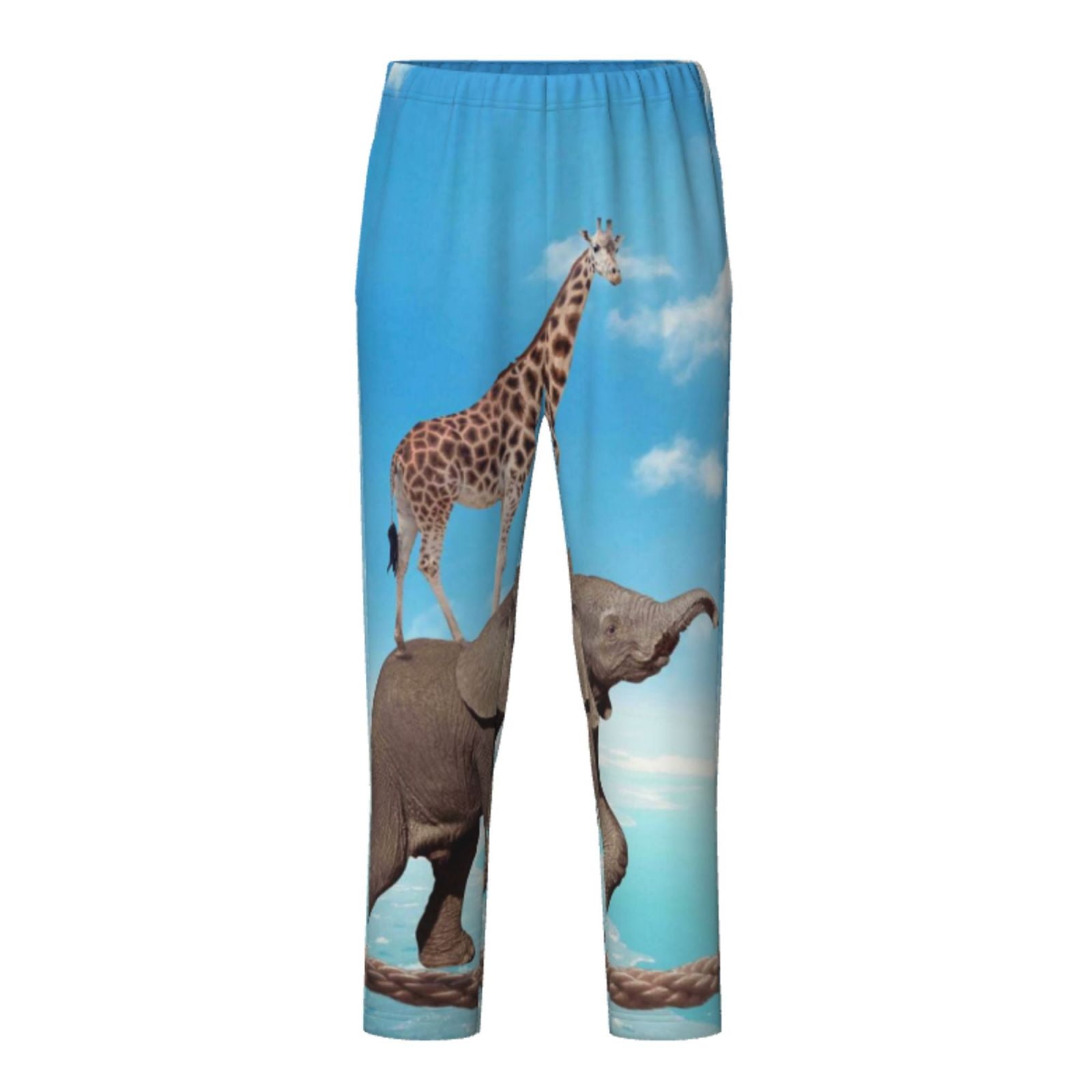 Bingfone Elephant Giraffe Print Boys Girls Pajama Pants Lounge Pants ...