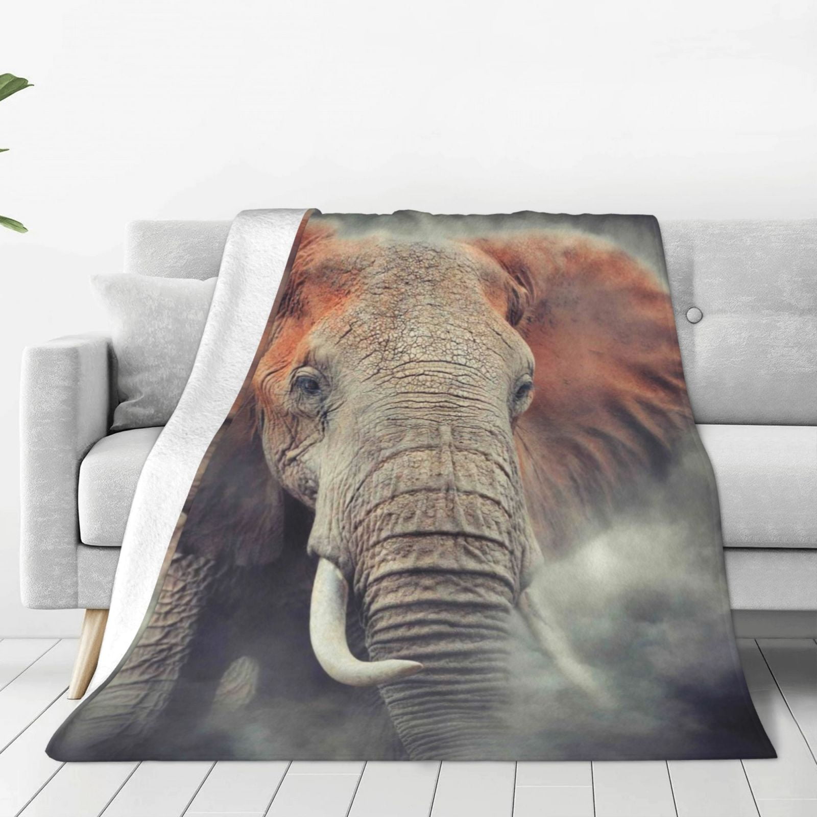 Bingfone Elephant In Smoke Print Flannel Fleece Blanket Throw Blanket ...