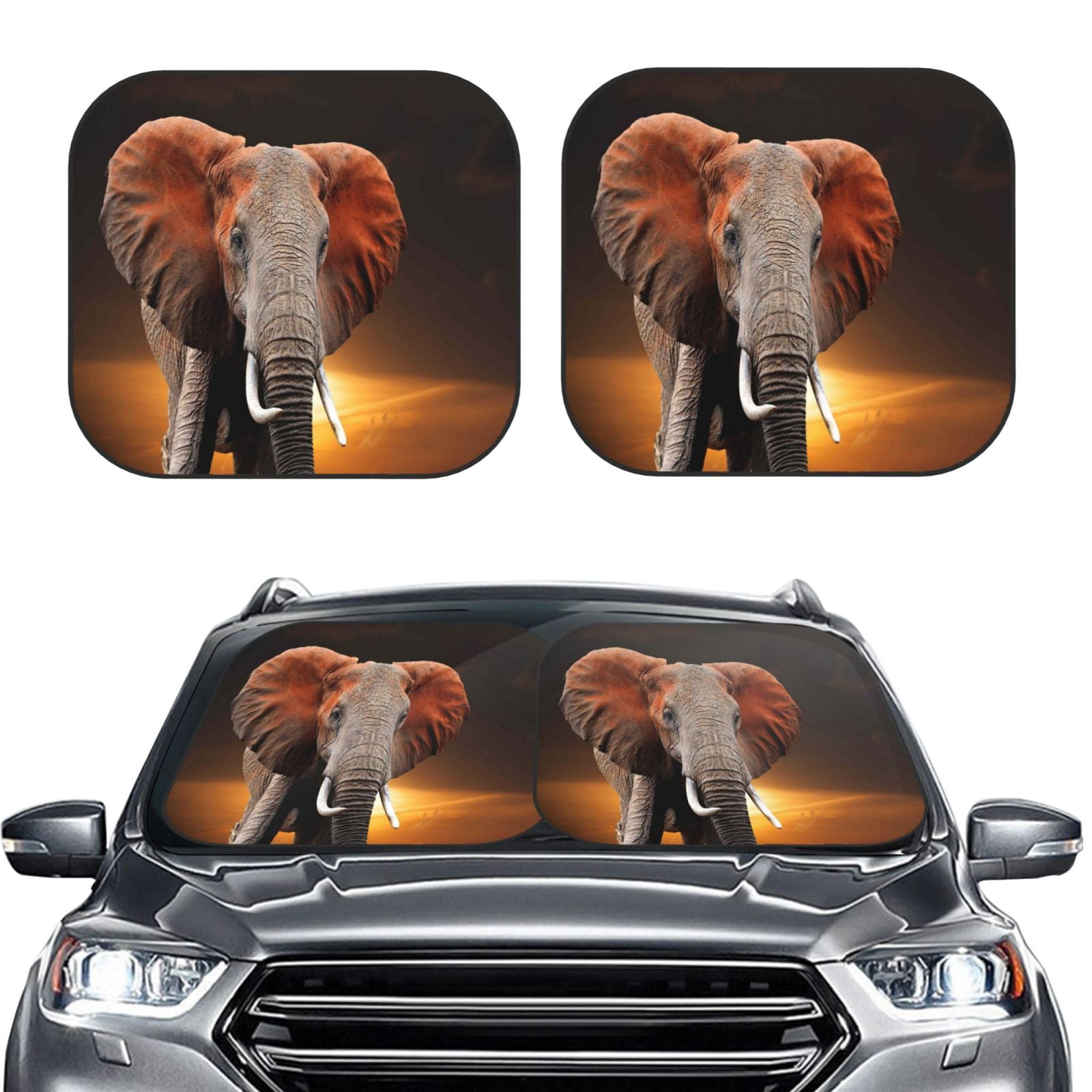 Bingfone Elephant Sunset In Kenya Print 2-Piece Sun Shade Front ...