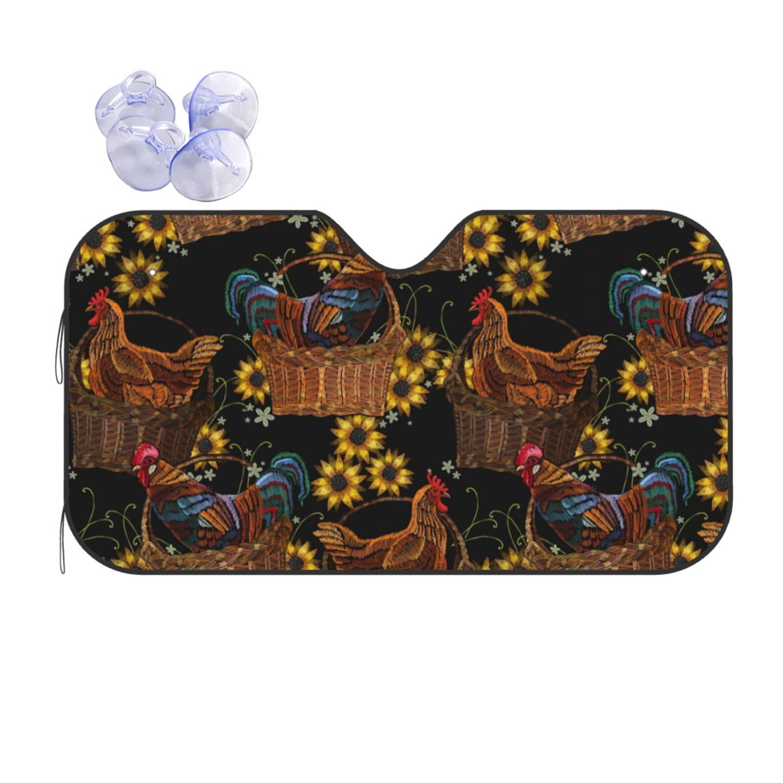 Bingfone Embroidery Chicken Rooster And Sunflowers Car Windshield Sun ...
