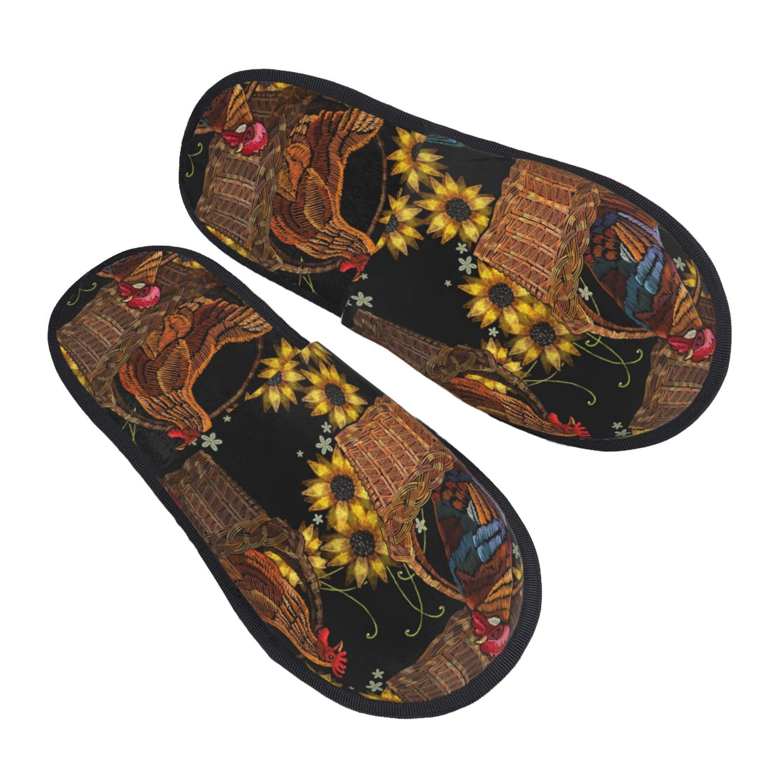Bingfone Embroidery Chicken Rooster House Slippers For Women Men With ...