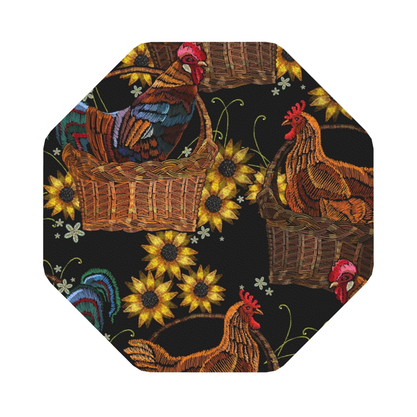 Bingfone Embroidery Chicken Rooster Personalized Coaster Set 4 For ...