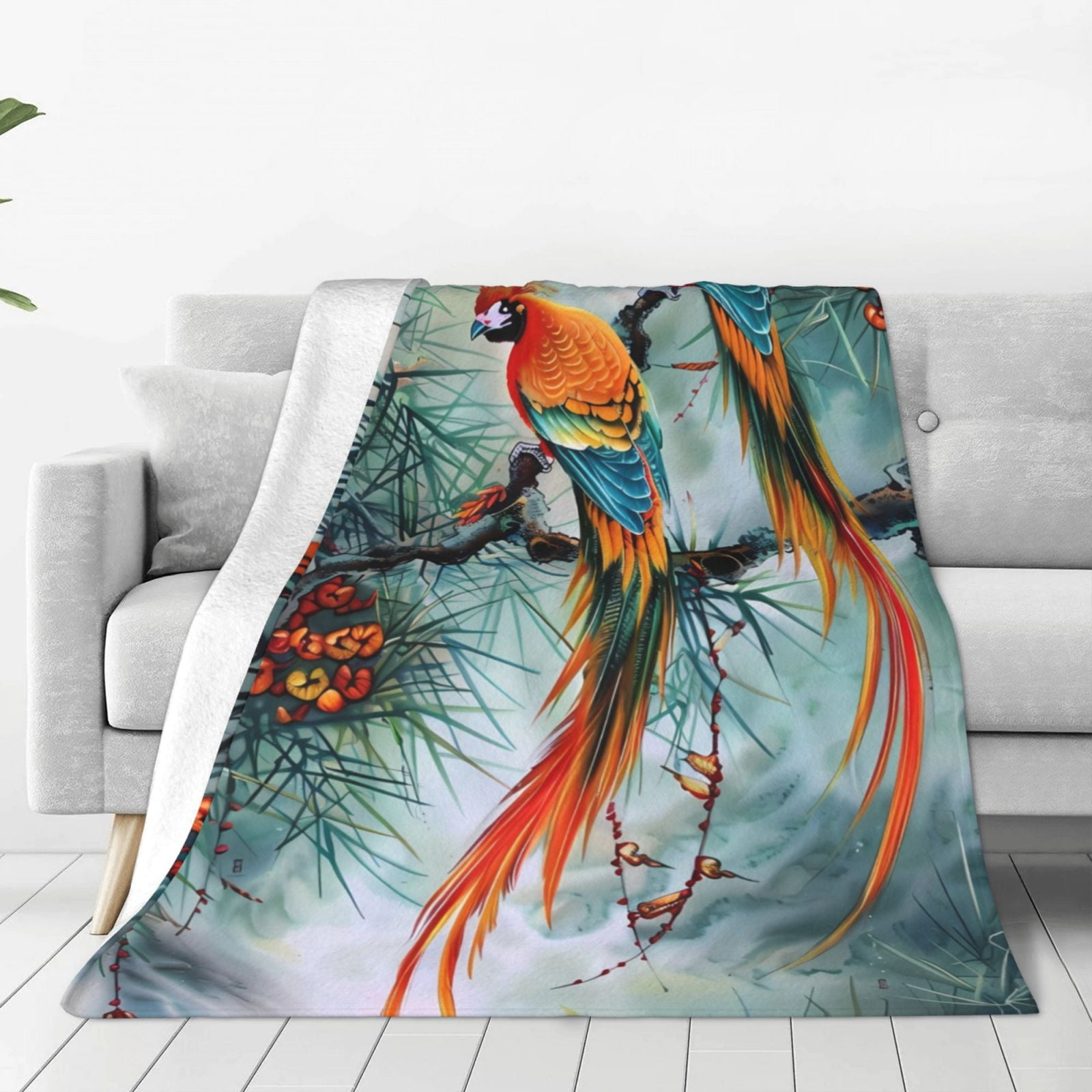Bingfone Exotic Birds Forest Print Flannel Fleece Blanket Throw Blanket ...