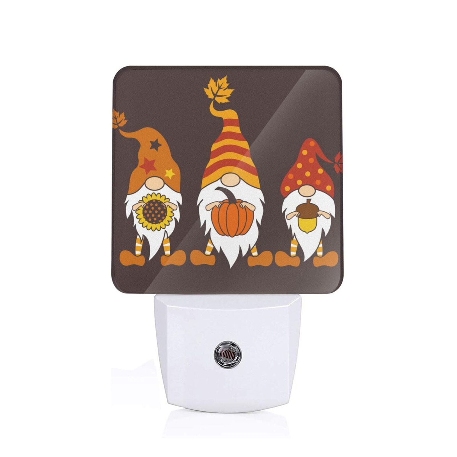 Bingfone Fall Gnomes Print Night Lights Plug into Wall,Dusk to Dawn ...