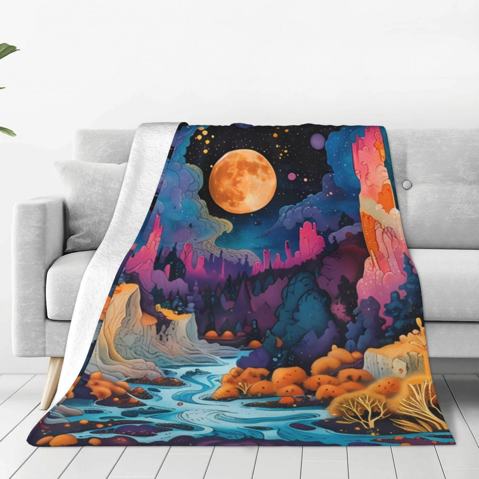 Bingfone Fantasy Cosmic Landscape Print Flannel Fleece Blanket Throw ...