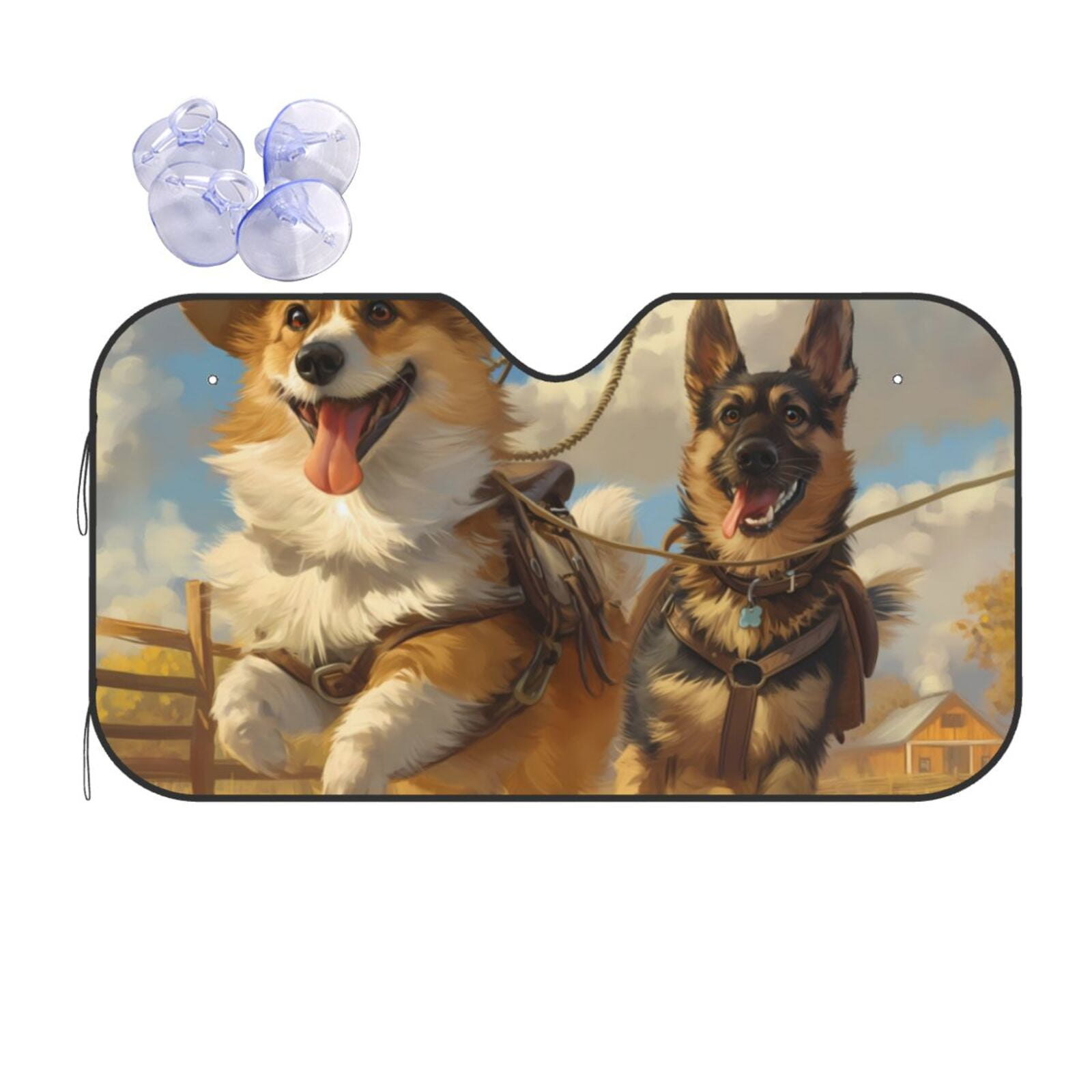 Bingfone Farm Corgi German Shepherd Car Windshield Sun Shade Protector ...