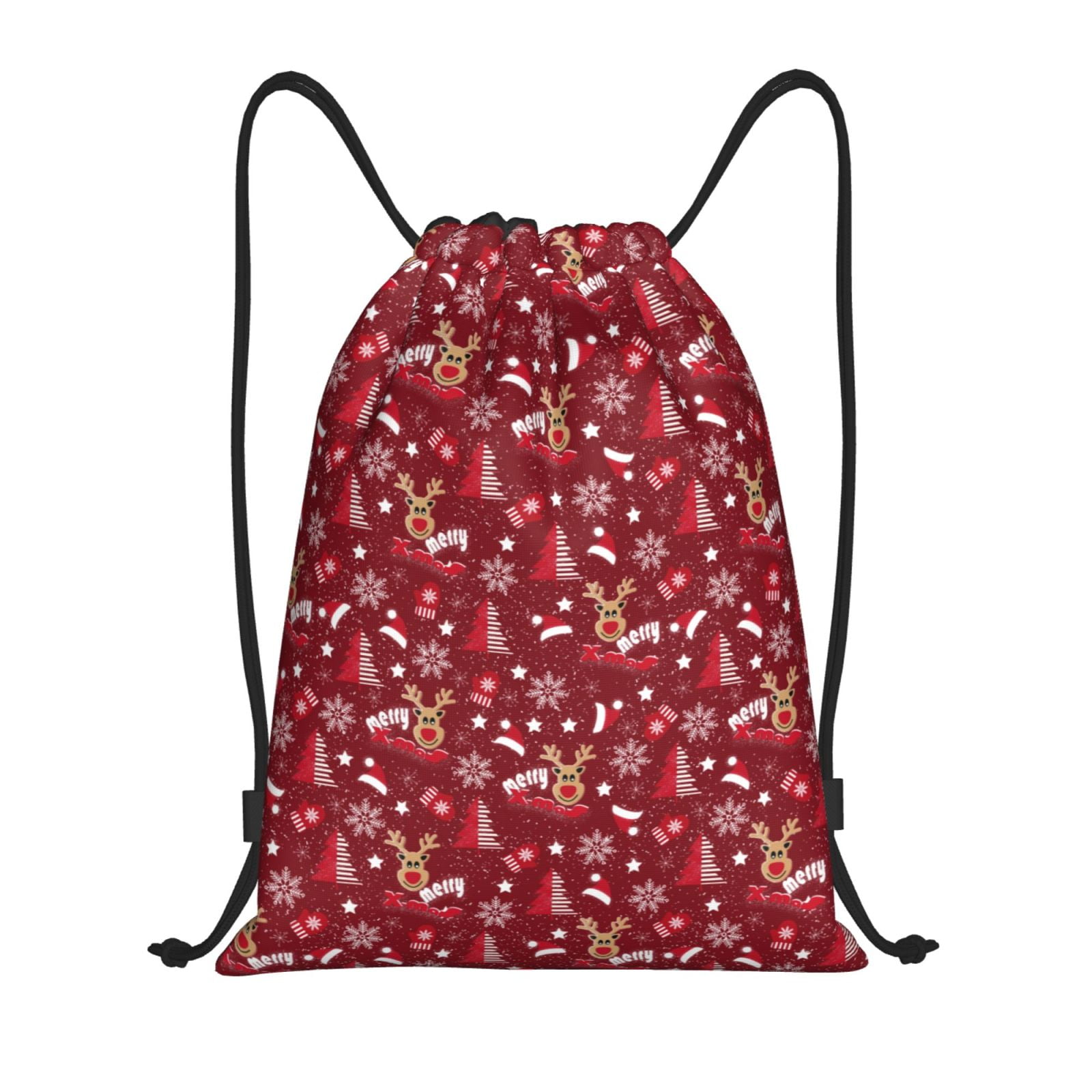 Bingfone Festive Reindeer Drawstrings Backpacks Bags for Men Women Gym ...
