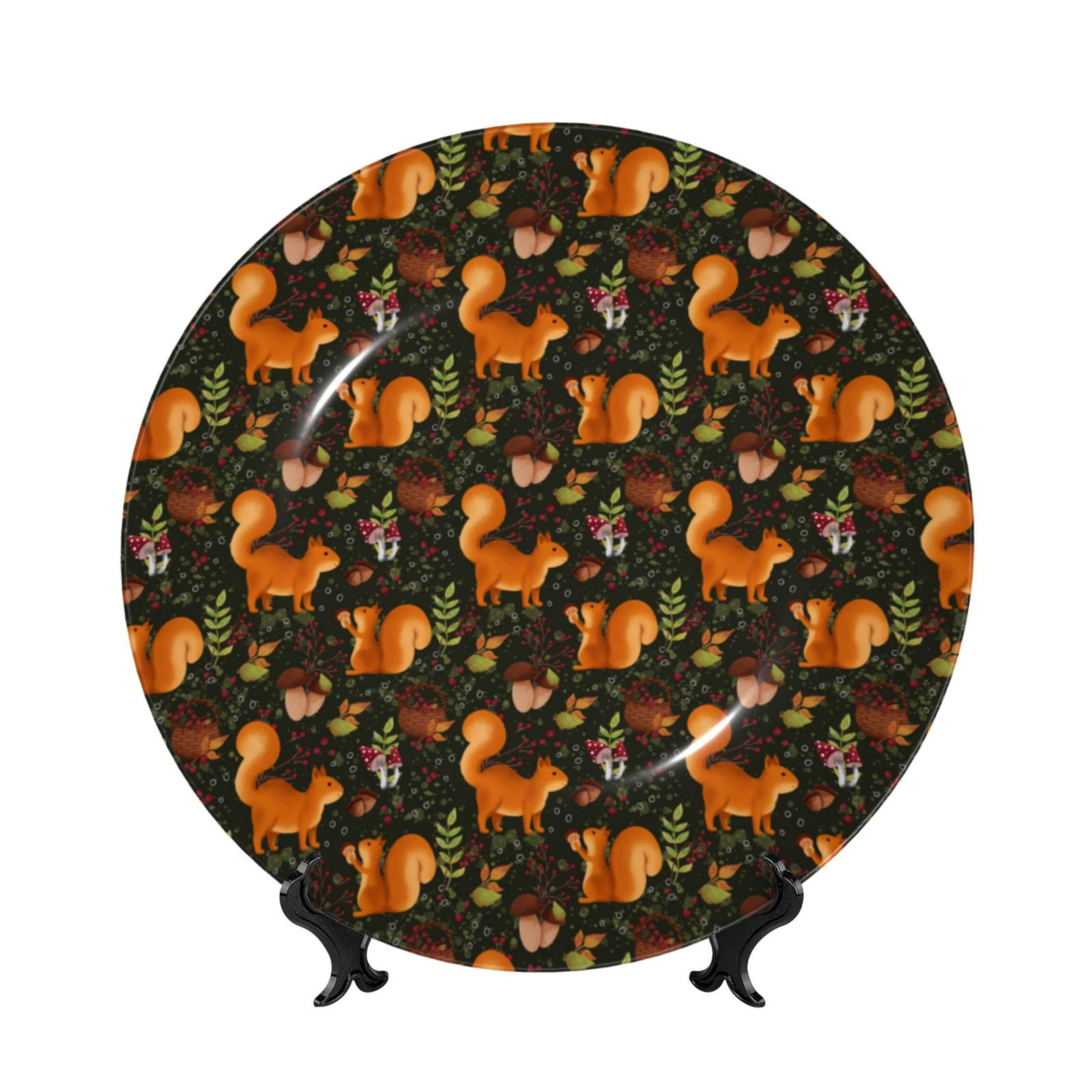Bingfone Festive Squirrels Dark Forest Print Bone China Dinner ...