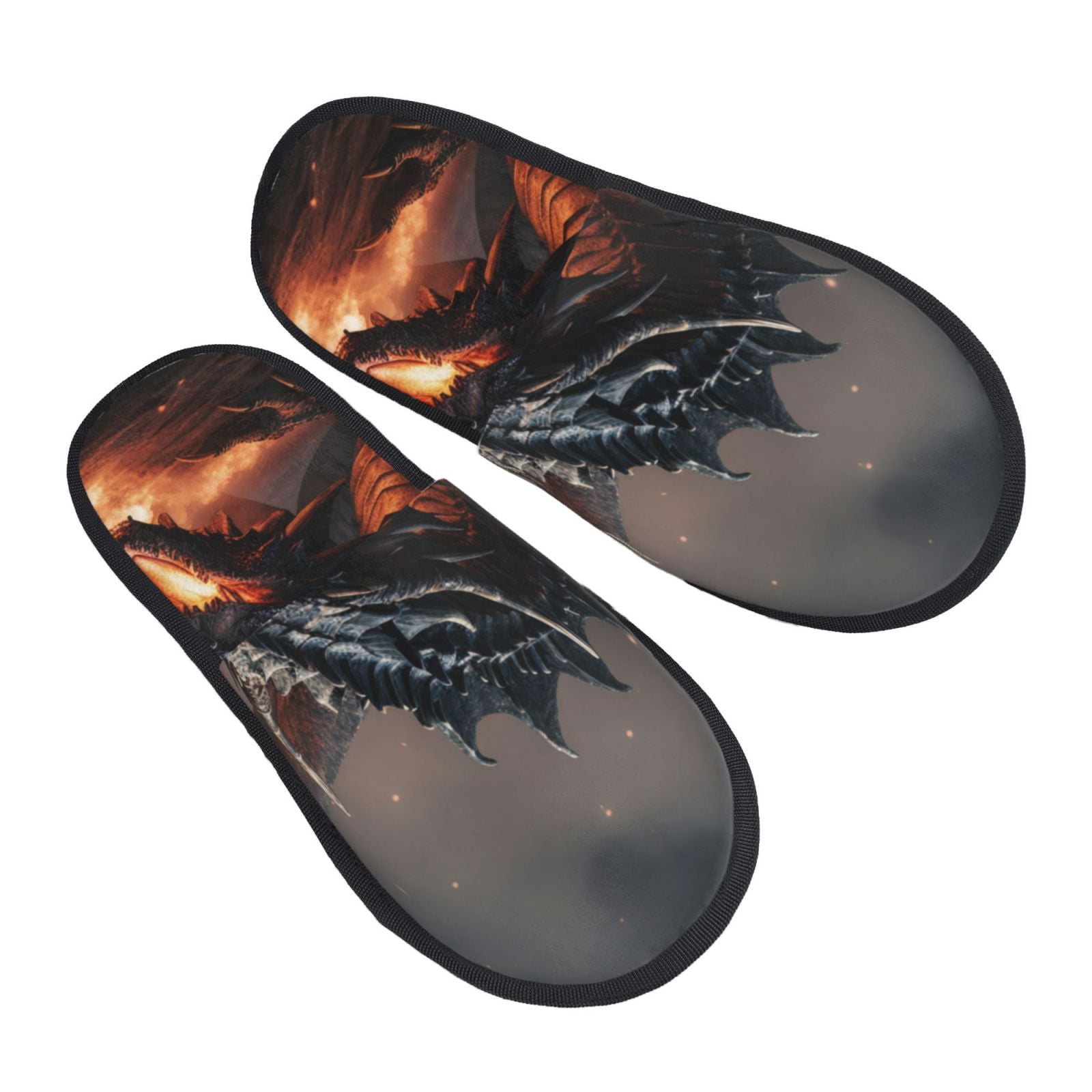 Bingfone Fiery Black Dragon Attack House Slippers for Women Men with ...