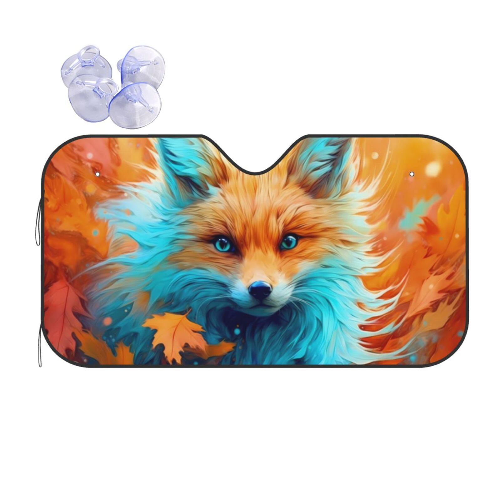Bingfone Fiery Red Maple Leaf Fox Car Windshield Sun Shade Protector ...