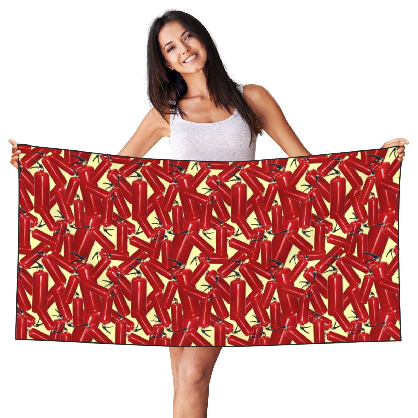 Bingfone Fire Extinguisher Oversized 27.7x55 Inches Beach Towel, Super ...