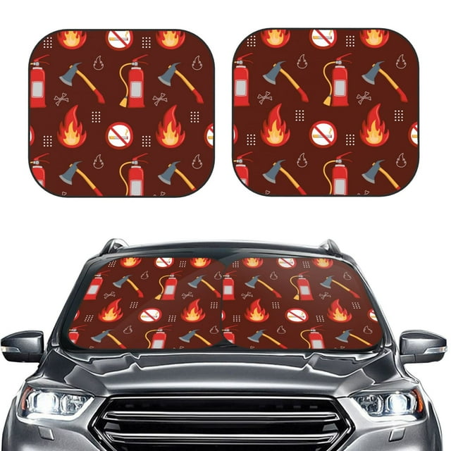 Bingfone Fire Extinguisher Windshield Sun Shade 2-Piece Foldable Car ...