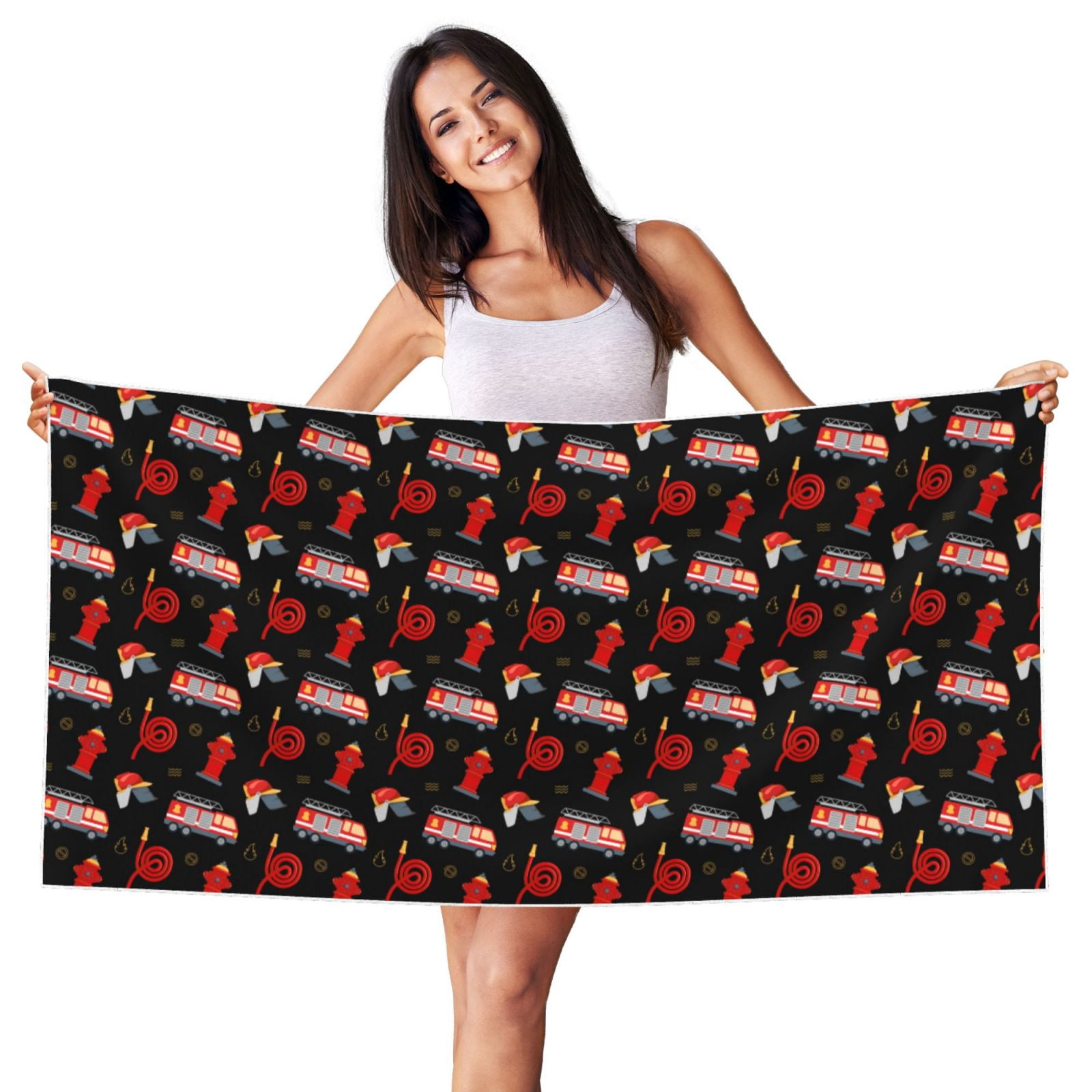 Bingfone Fire Fighting Oversized 27.7x55 Inches Beach Towel, Super ...