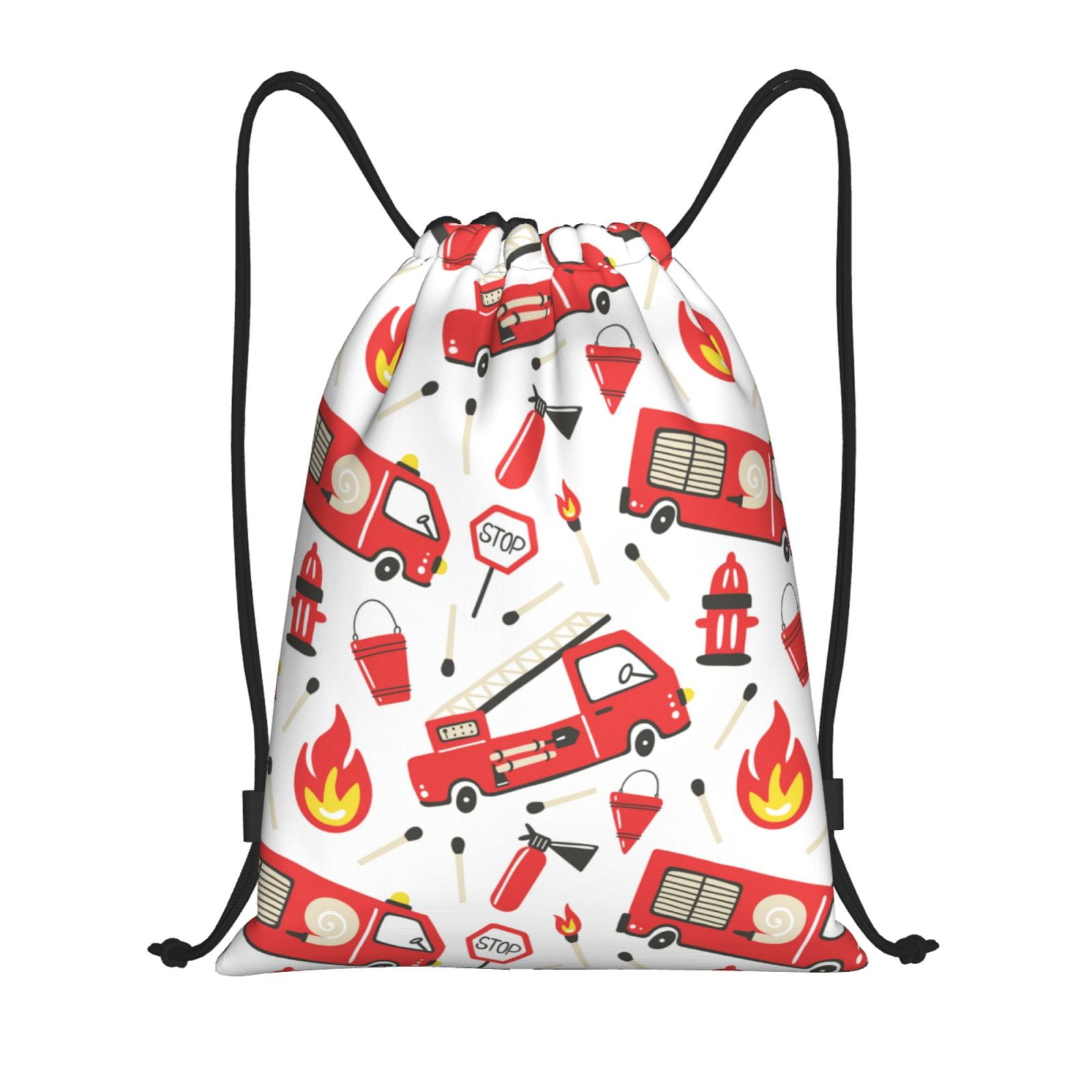 Bingfone Fire Truck Drawstrings Backpacks Bags For Men Women Gym ...