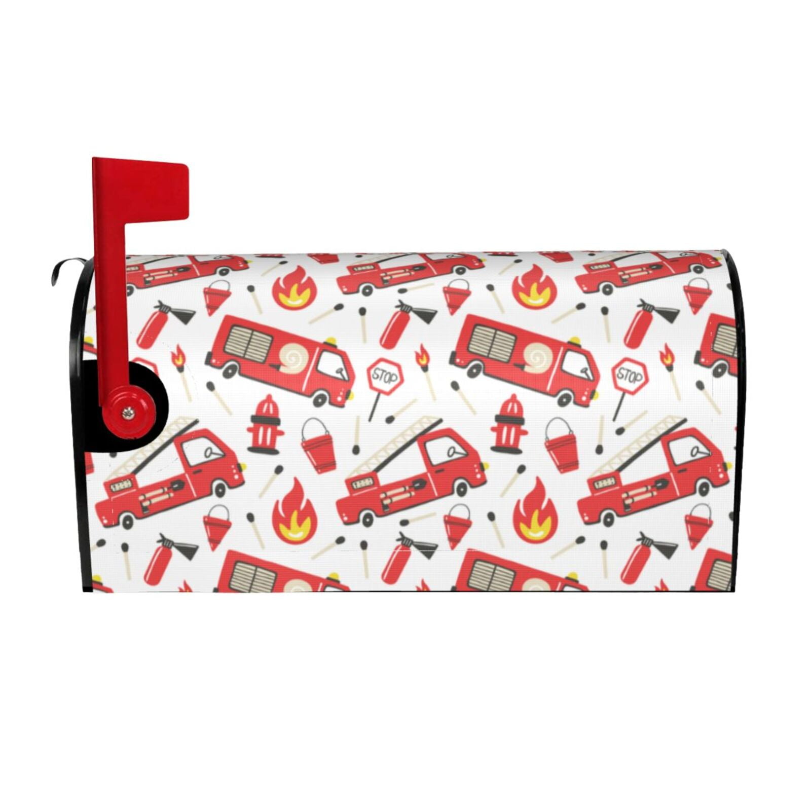 Bingfone Fire Truck Magnetic Mailbox Cover Standard Size For Garden ...