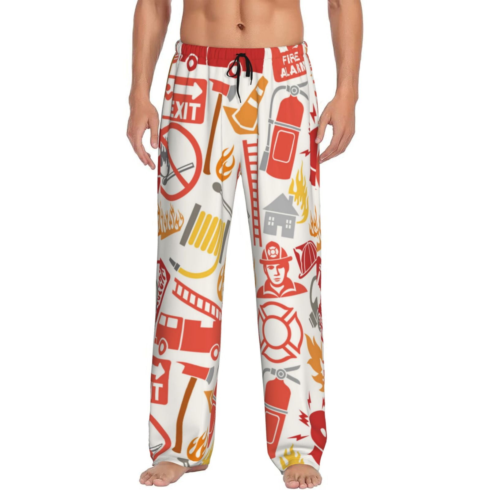 Bingfone Firefighter Icons Mens All Over Print Sleep Pajama Pants-Large ...
